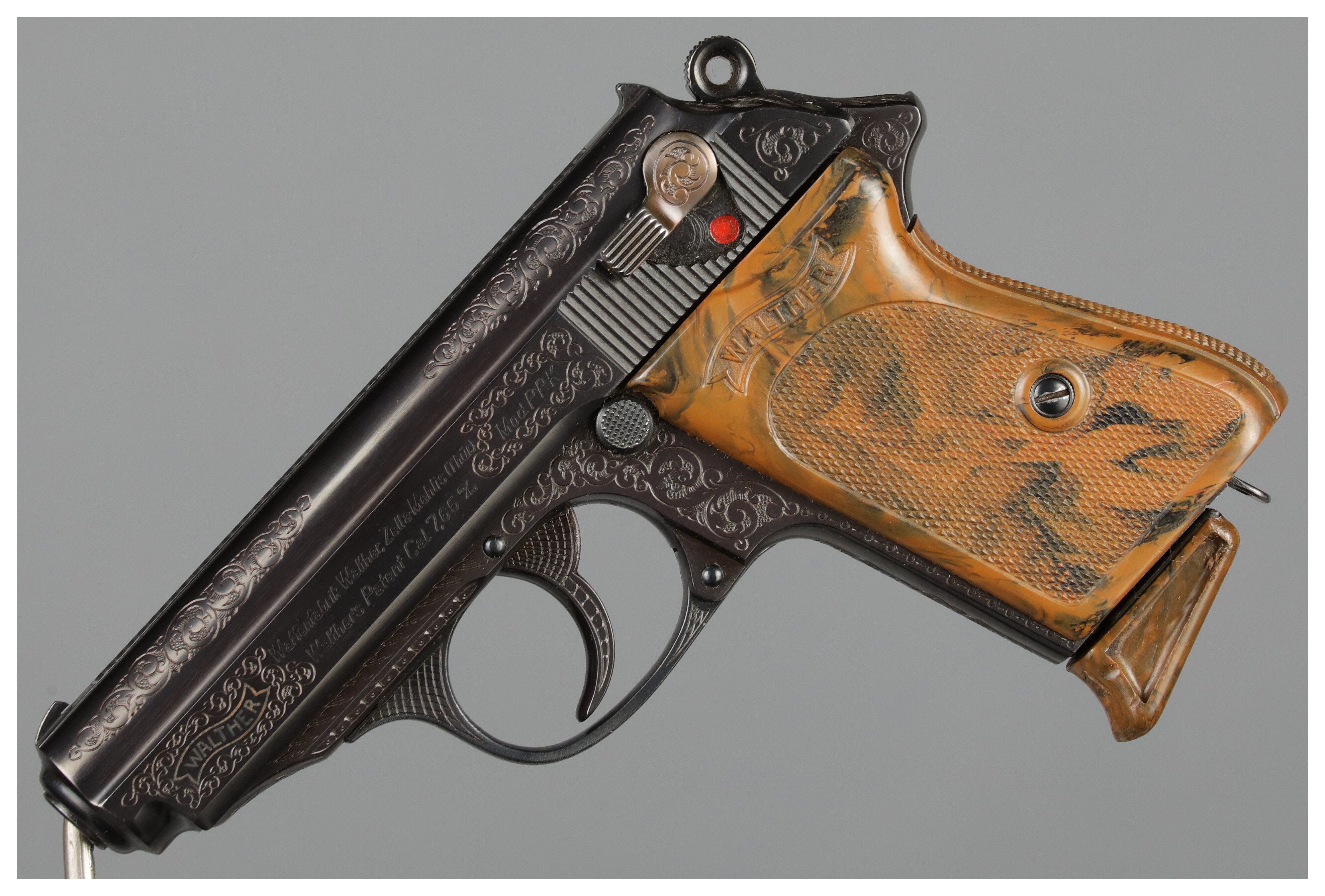 Engraved and Silver Inlaid Walther PPK Semi-Automatic Pistol | Rock ...