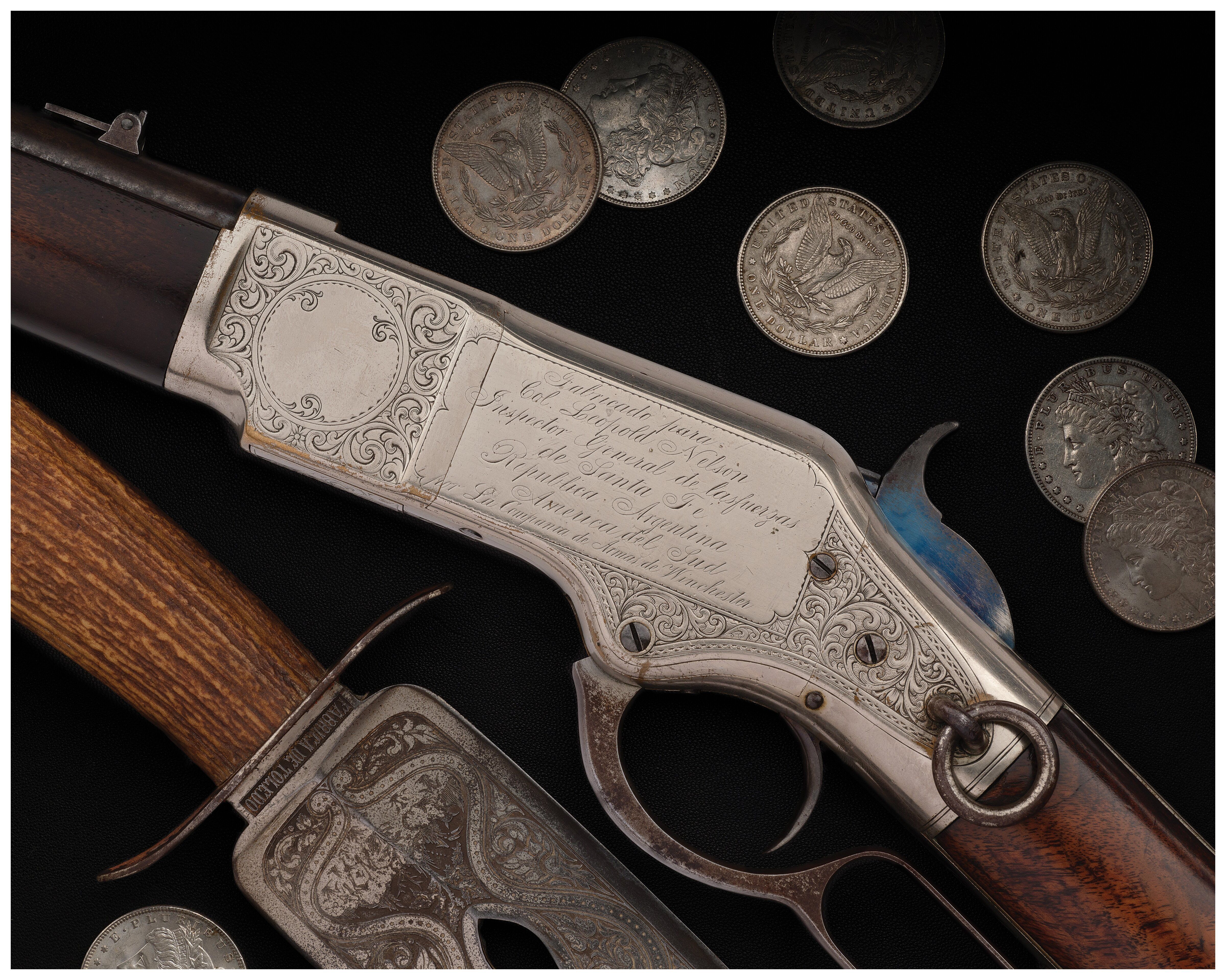 Engraved, Silver Plated Winchester Model 1866 SRC | Rock Island Auction