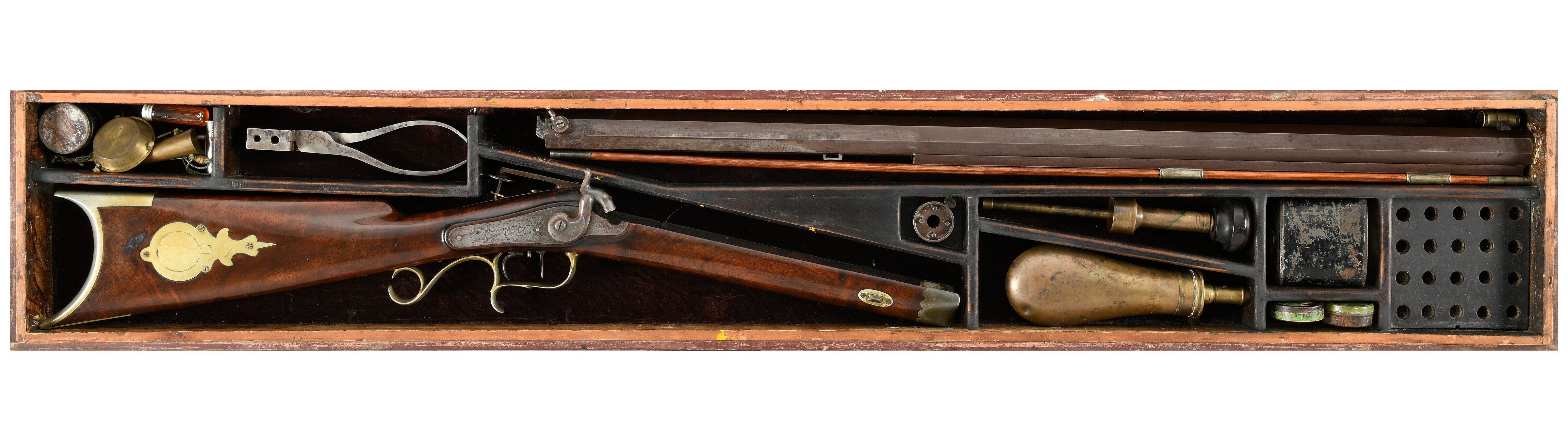 Cased John Belknap Half Stock Percussion Rifle with Accessories | Rock ...