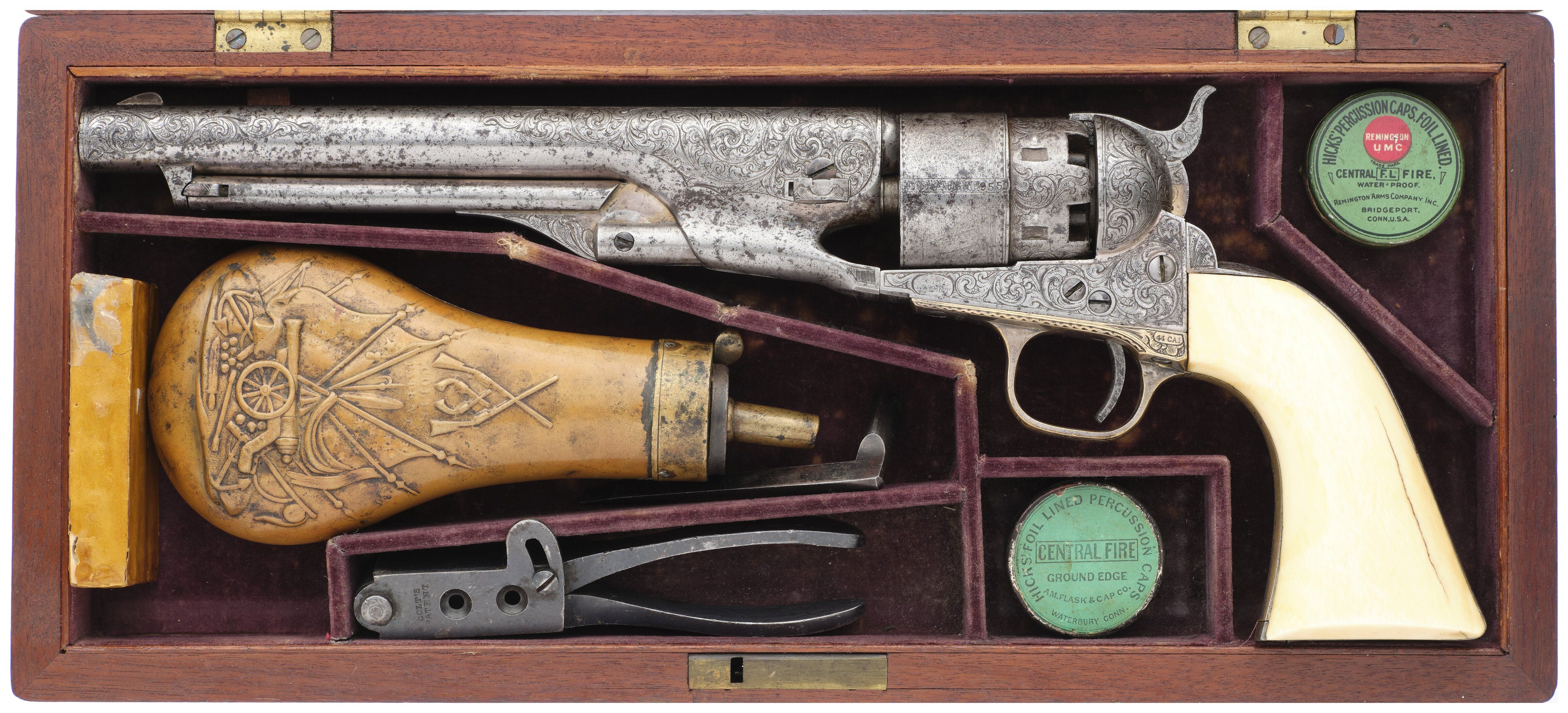 Cased Engraved Colt Model 1860 Army Revolver with Ivory Grip | Rock ...