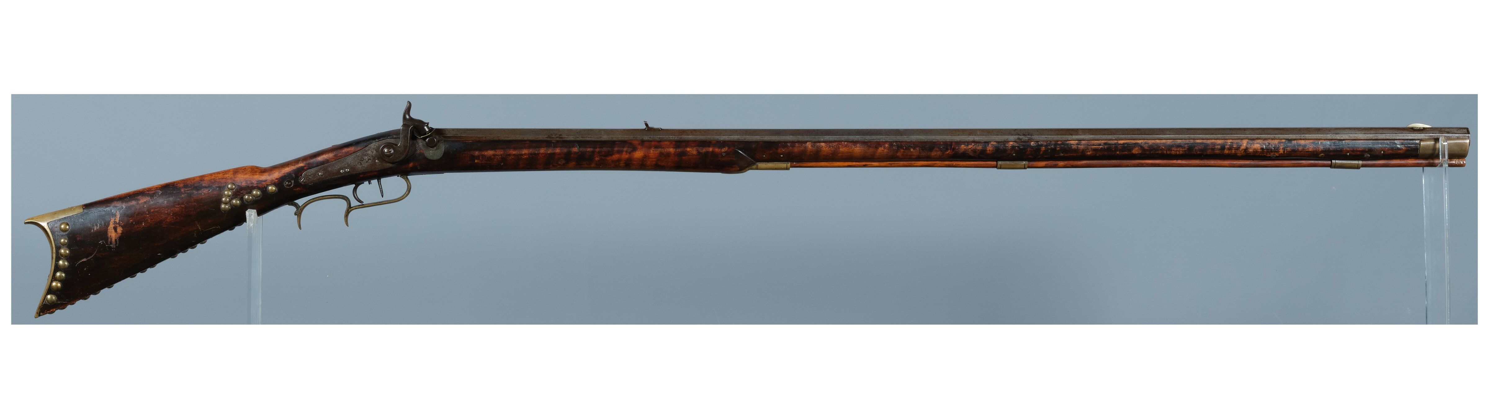 Tack Decorated G.K. Mote Signed Percussion American Long Rifle | Rock ...