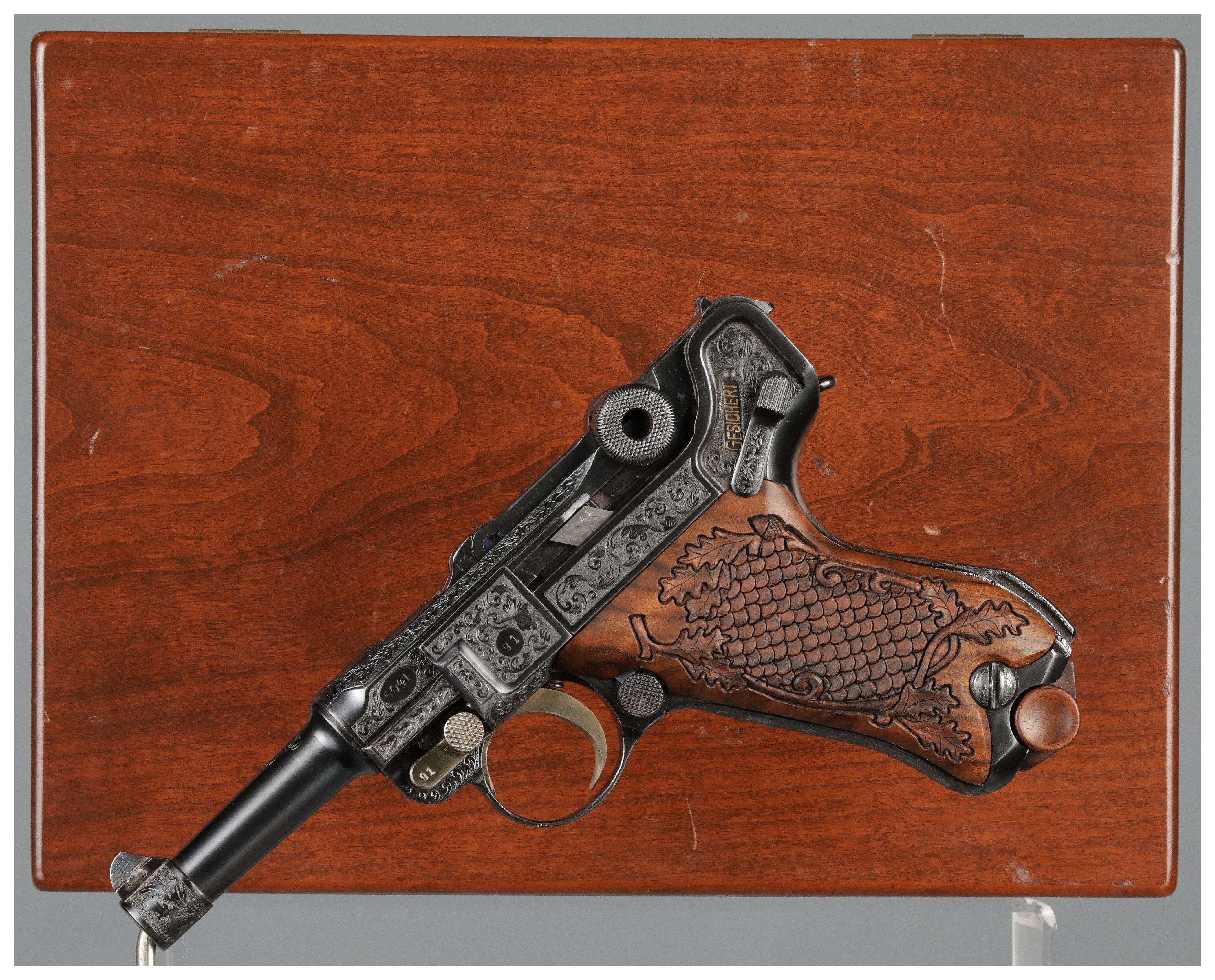 "1916" Dated Engraved Baby Luger with Display Case | Rock Island Auction