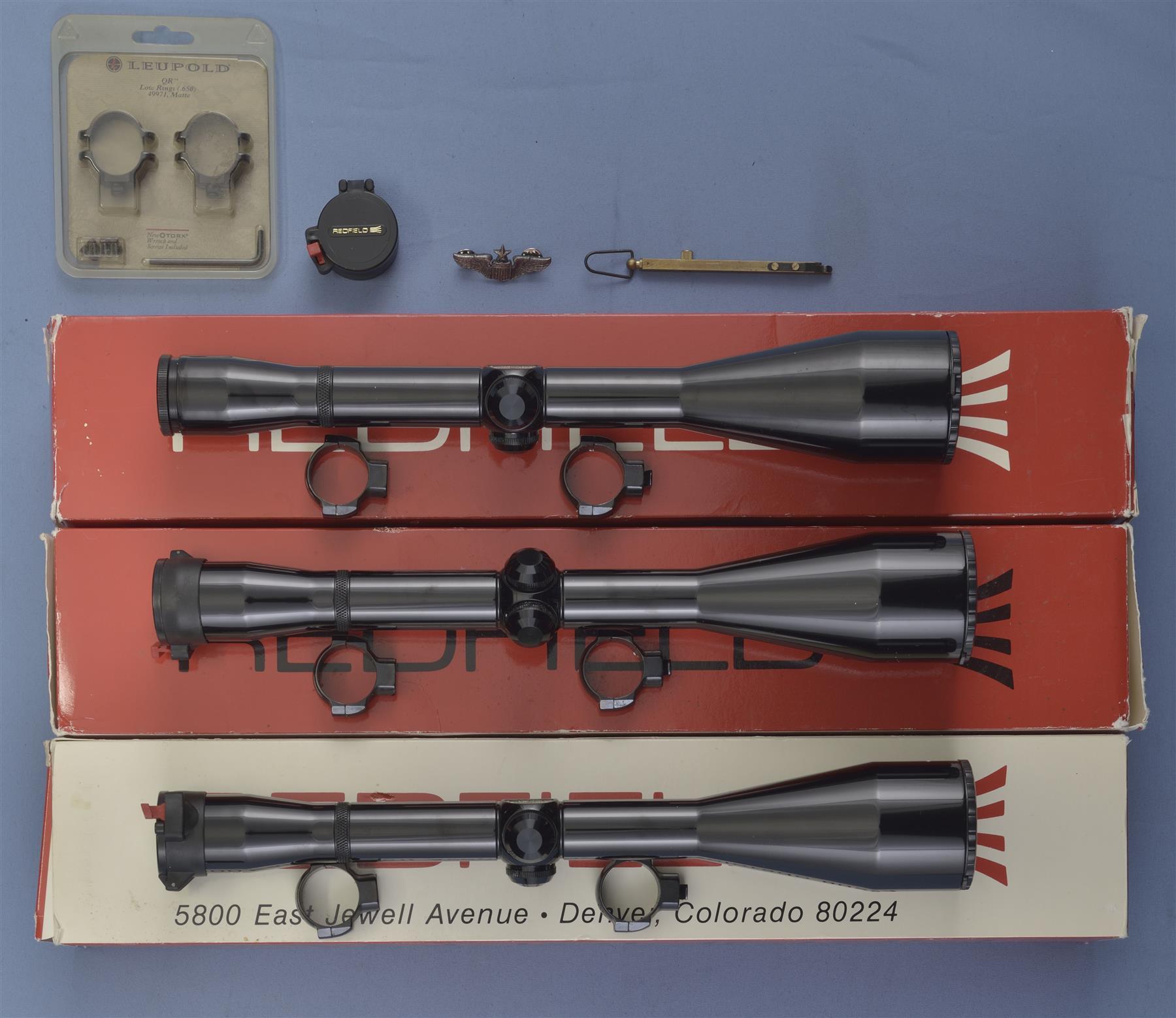 Three Redfield Scopes with Boxes and Scope Rings | Rock Island Auction