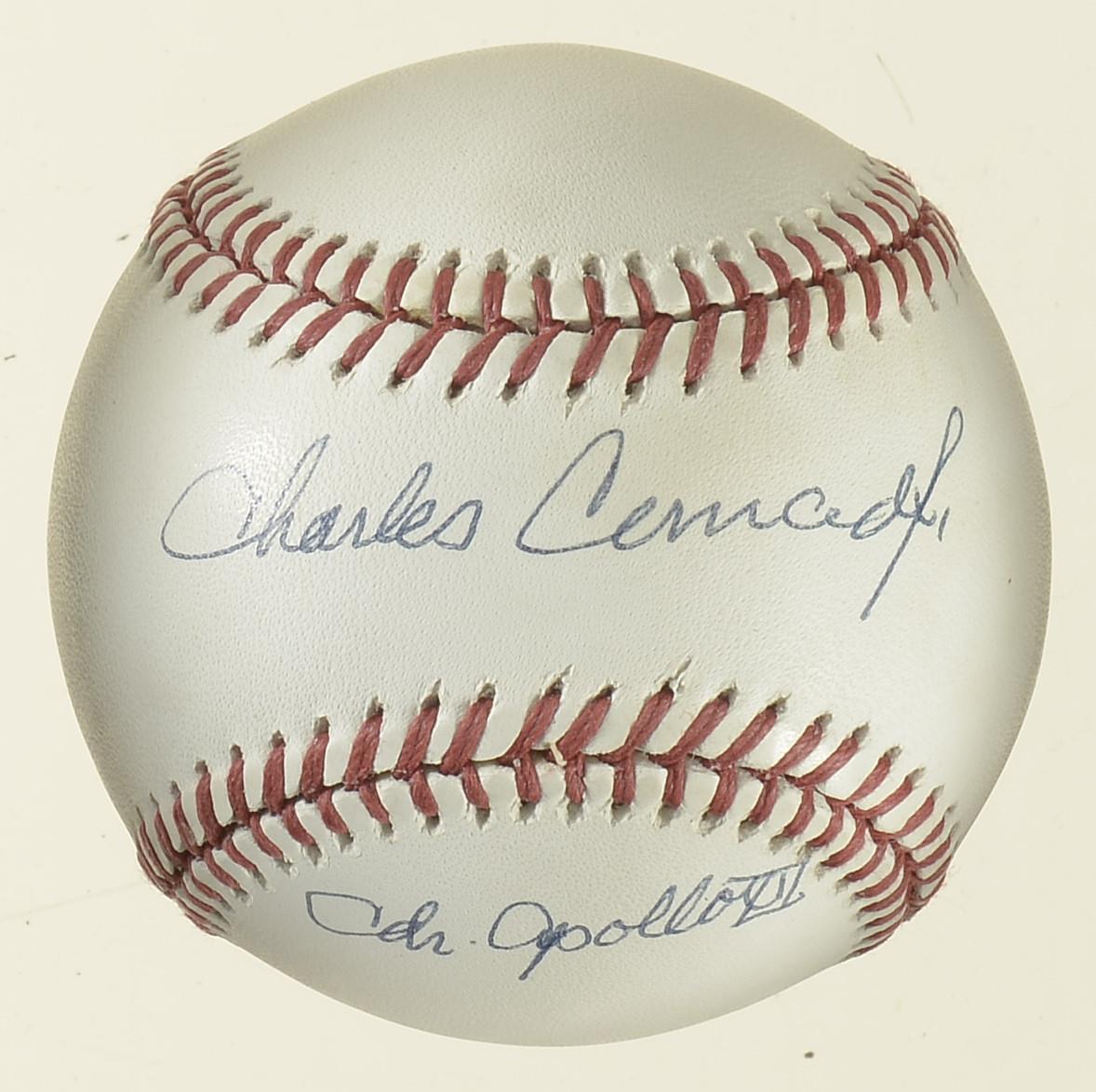Charles Conrad Signed Rawlings Official Baseball in Cube Display | Rock Island Auction