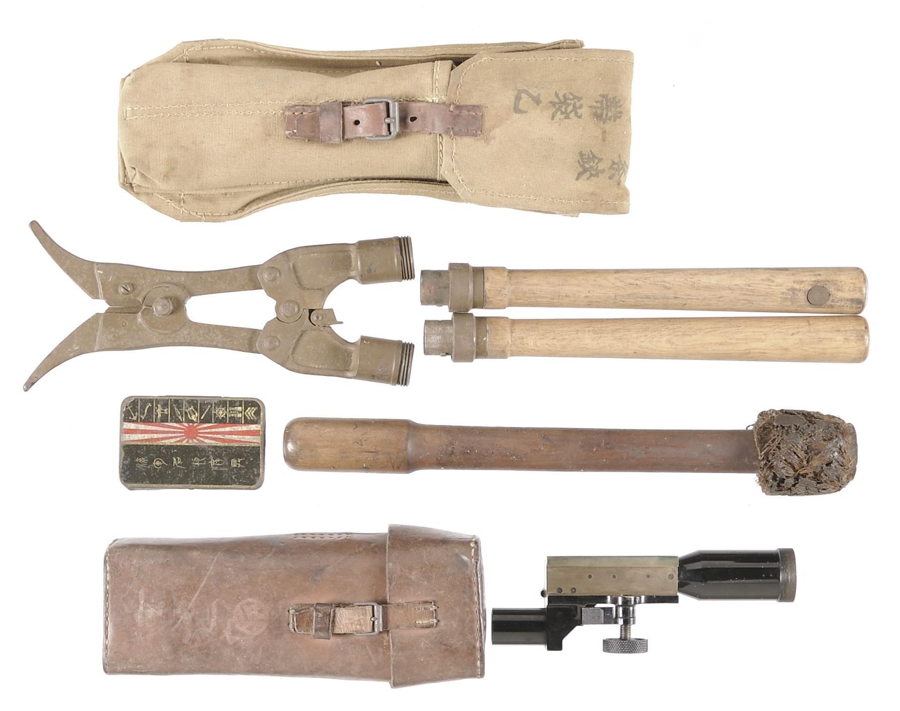 Three Japanese Items and Wooden Mortar Rod | Rock Island Auction