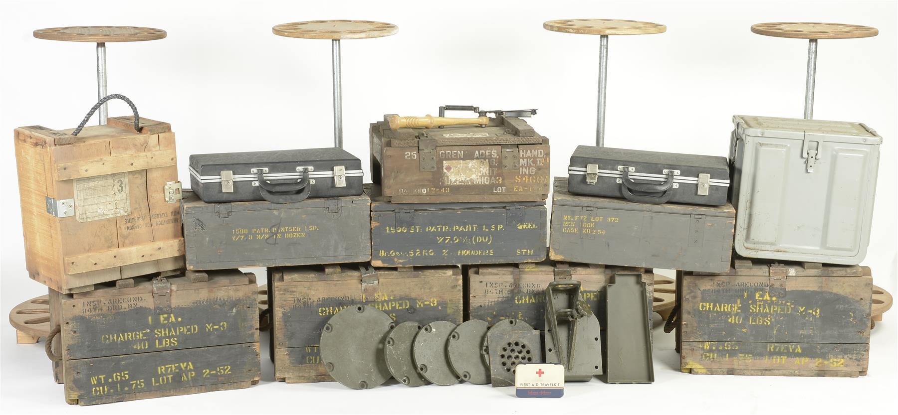 Four Wooden Long Gun Racks and Assorted Military Crates | Rock Island ...