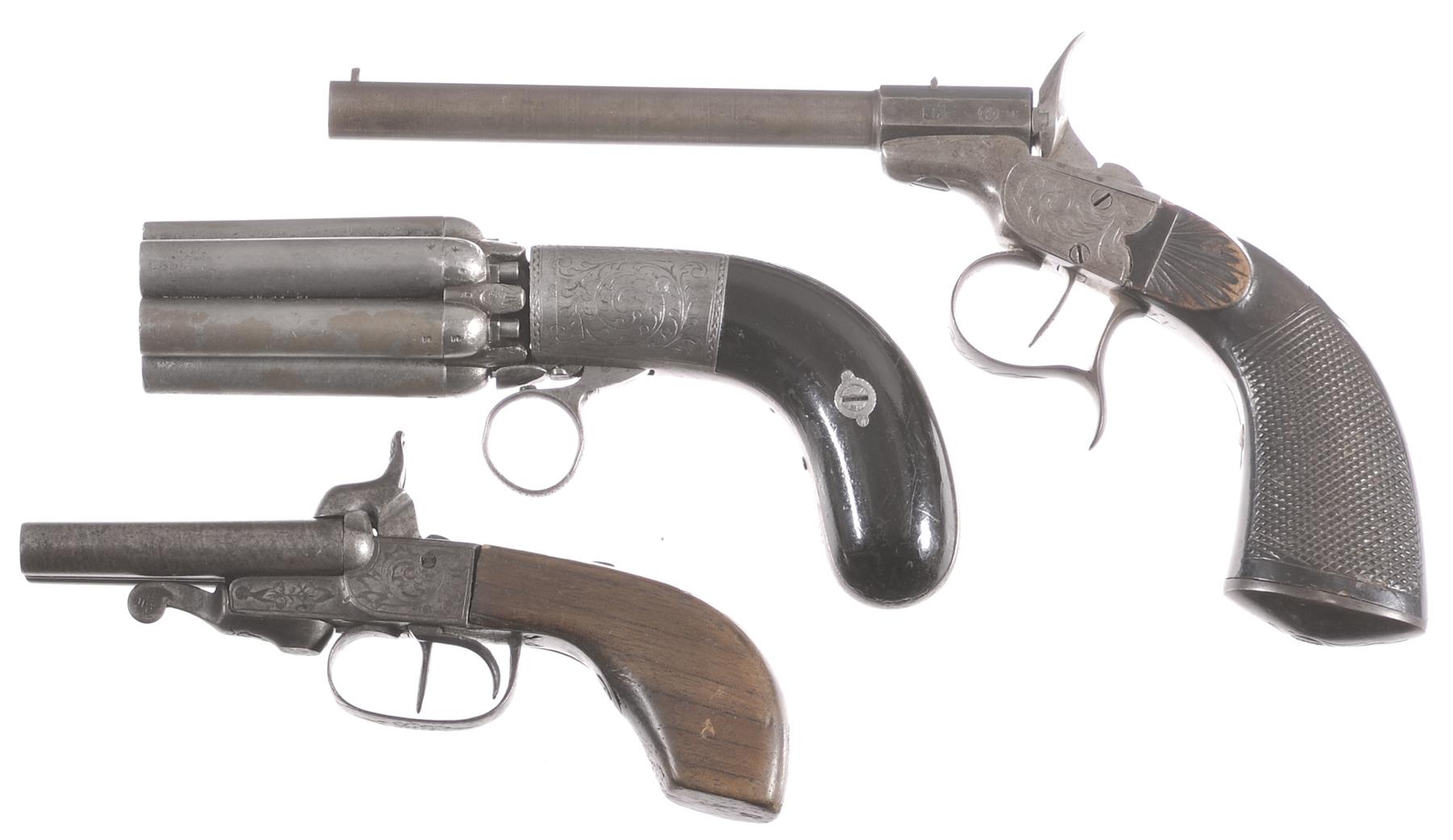 Three Engraved Antique Hand Guns | Rock Island Auction