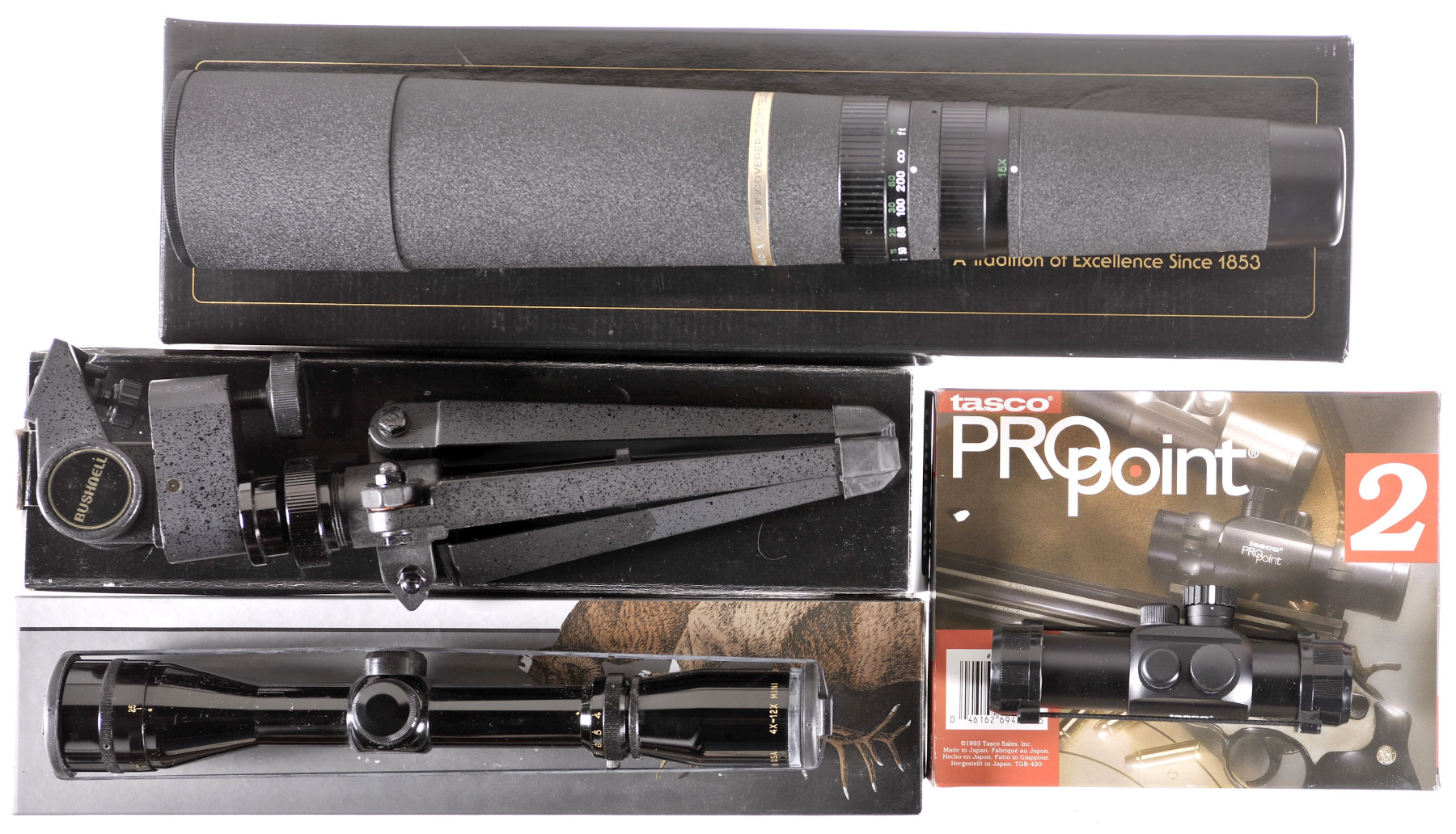 Group of Three Scopes and One Tri-Pod | Rock Island Auction