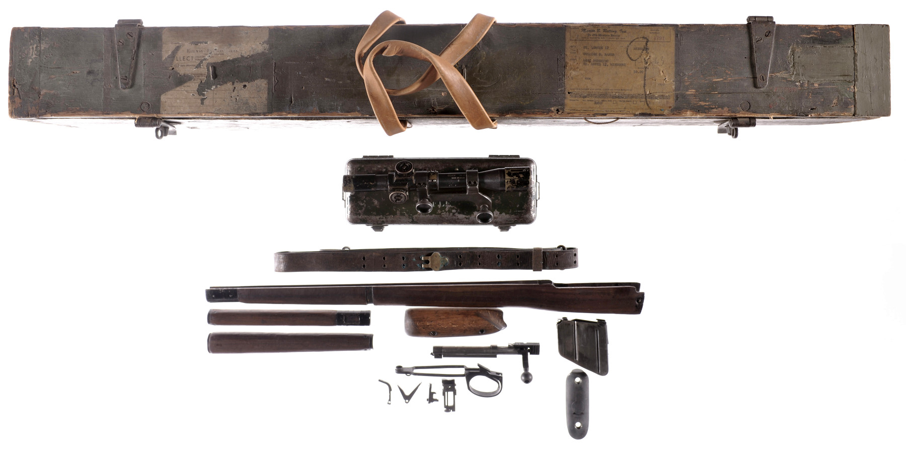 Crate, Scope, and Parts for Enfield SMLE Rifle | Rock Island Auction