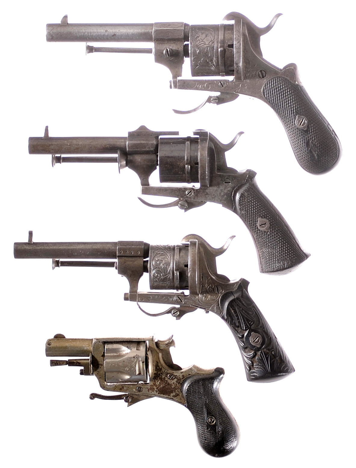 Four Belgian Folding Trigger Double Action Revolvers | Rock Island Auction
