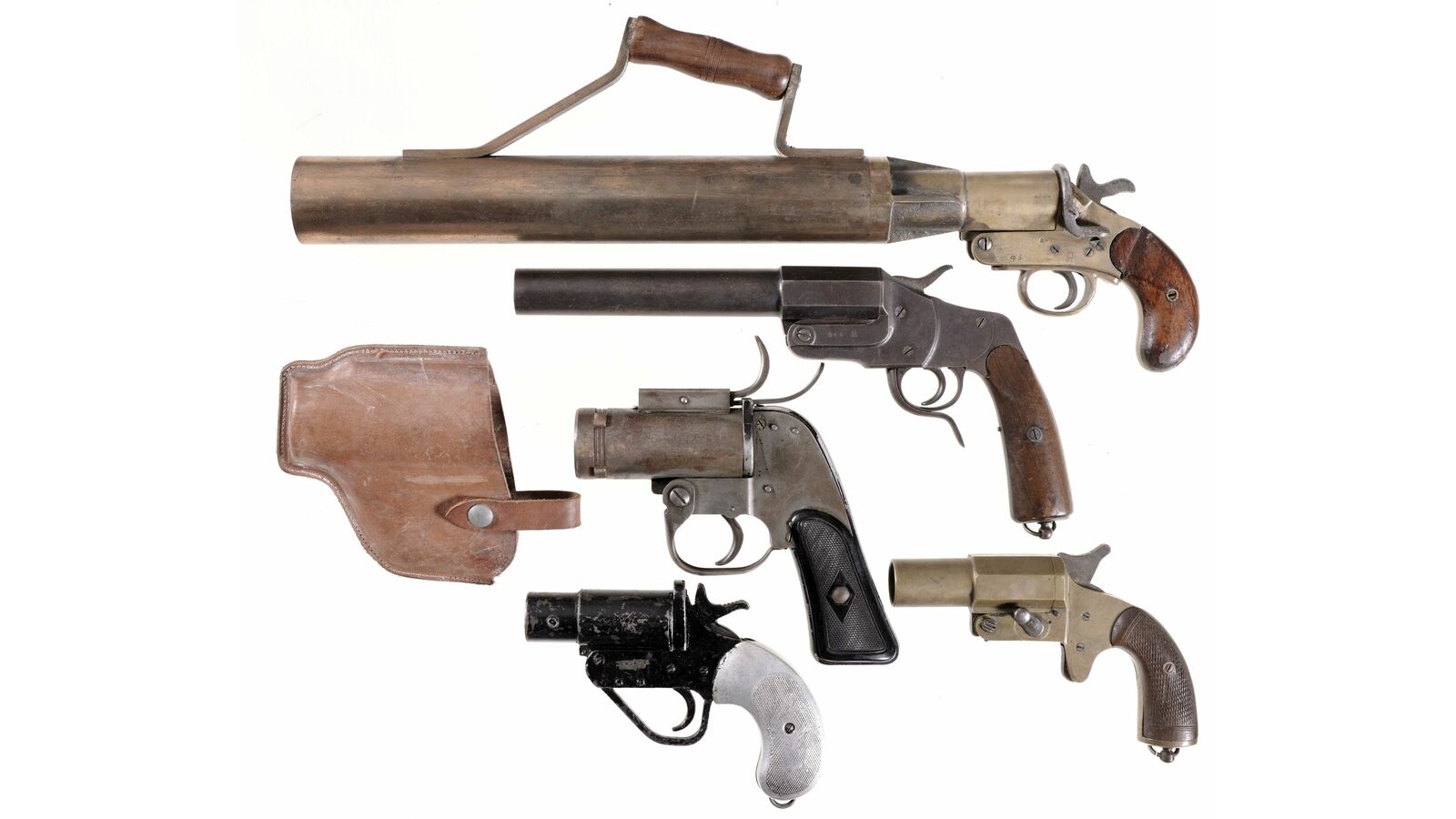 Line Throwing Pistol and Four Flare Pistols | Rock Island Auction