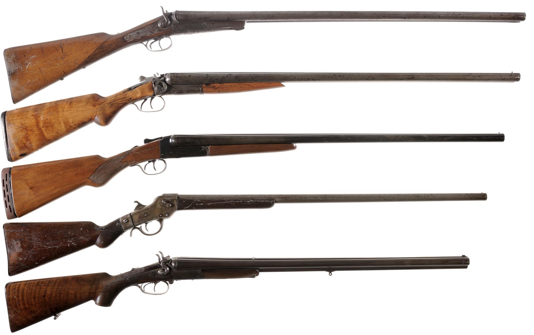 Five Long Guns -A) Belgian W. Richard Double Barrel Shotgun | Rock ...