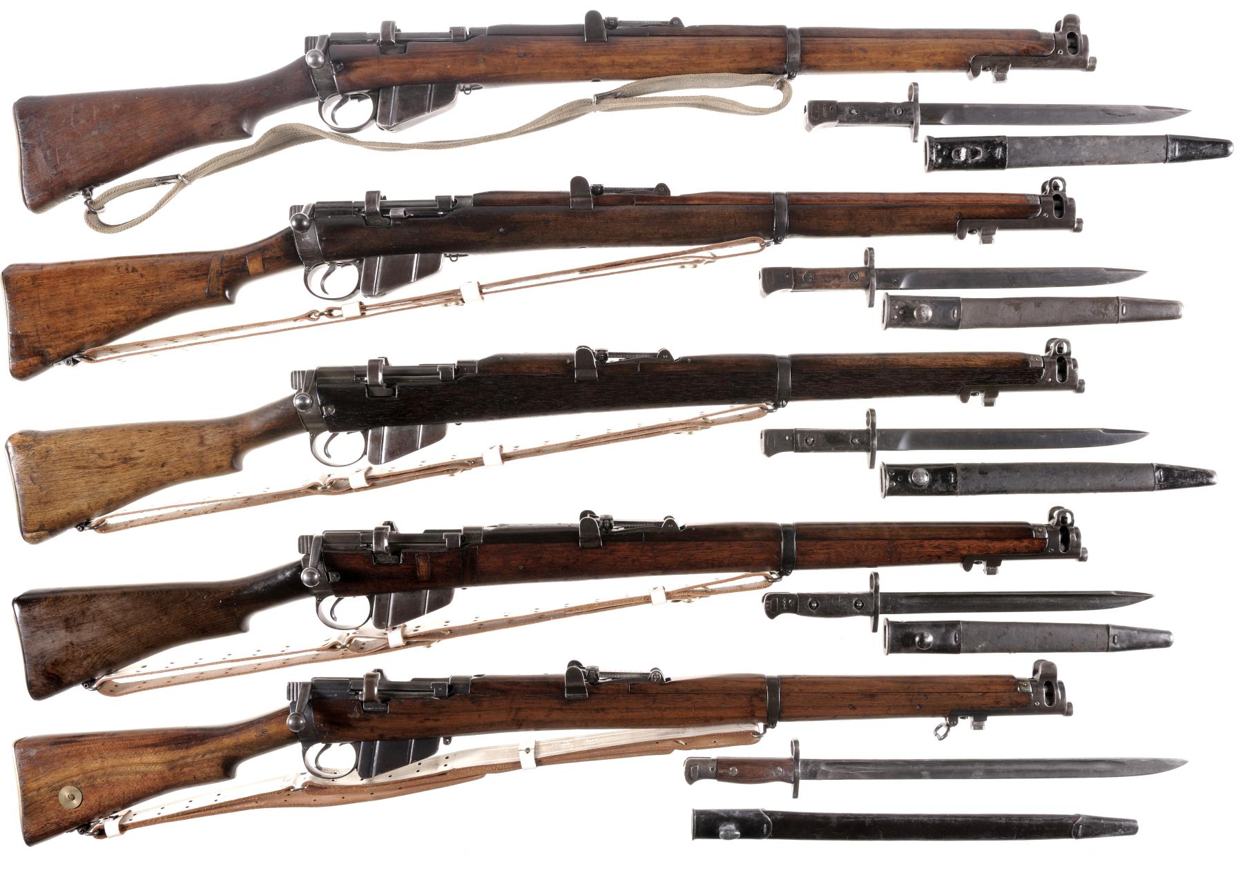 Five British Military Bolt Action Rifles w/ Bayonets | Rock Island Auction