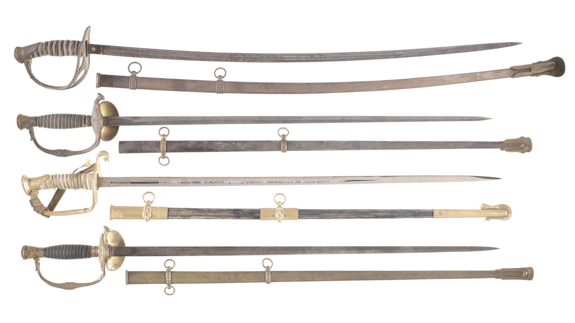 Four U.S. Military Style Swords with Scabbards | Rock Island Auction
