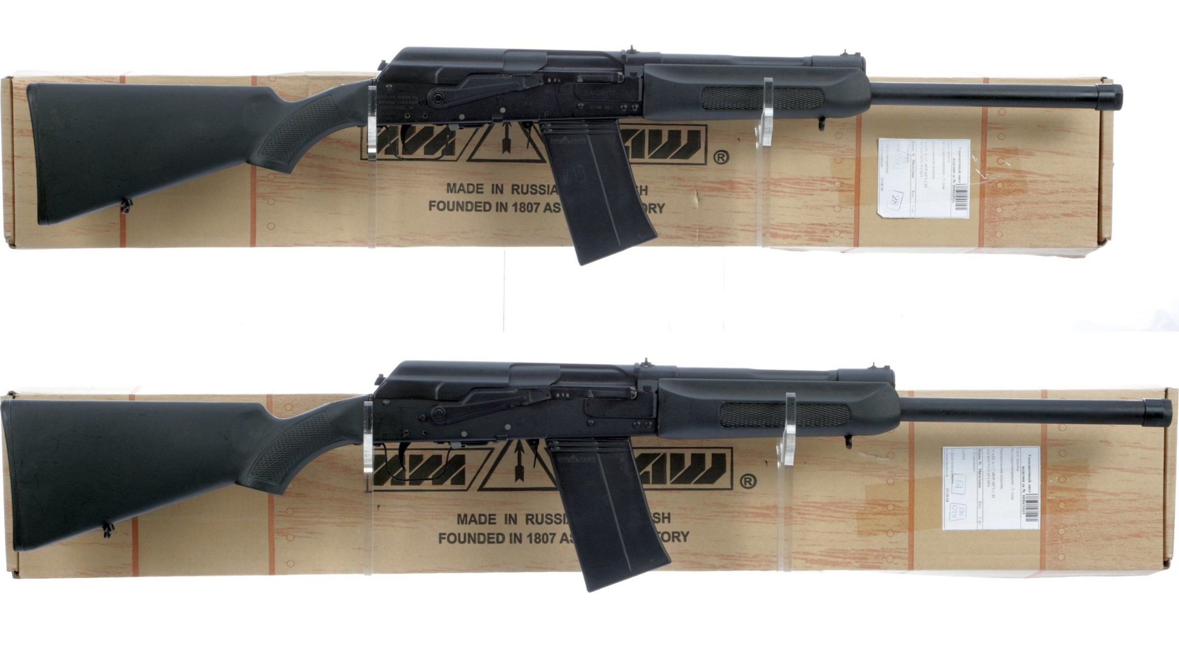 Two Izhmash Saiga 12 Semi-Automatic Shotguns with Boxes | Rock Island ...