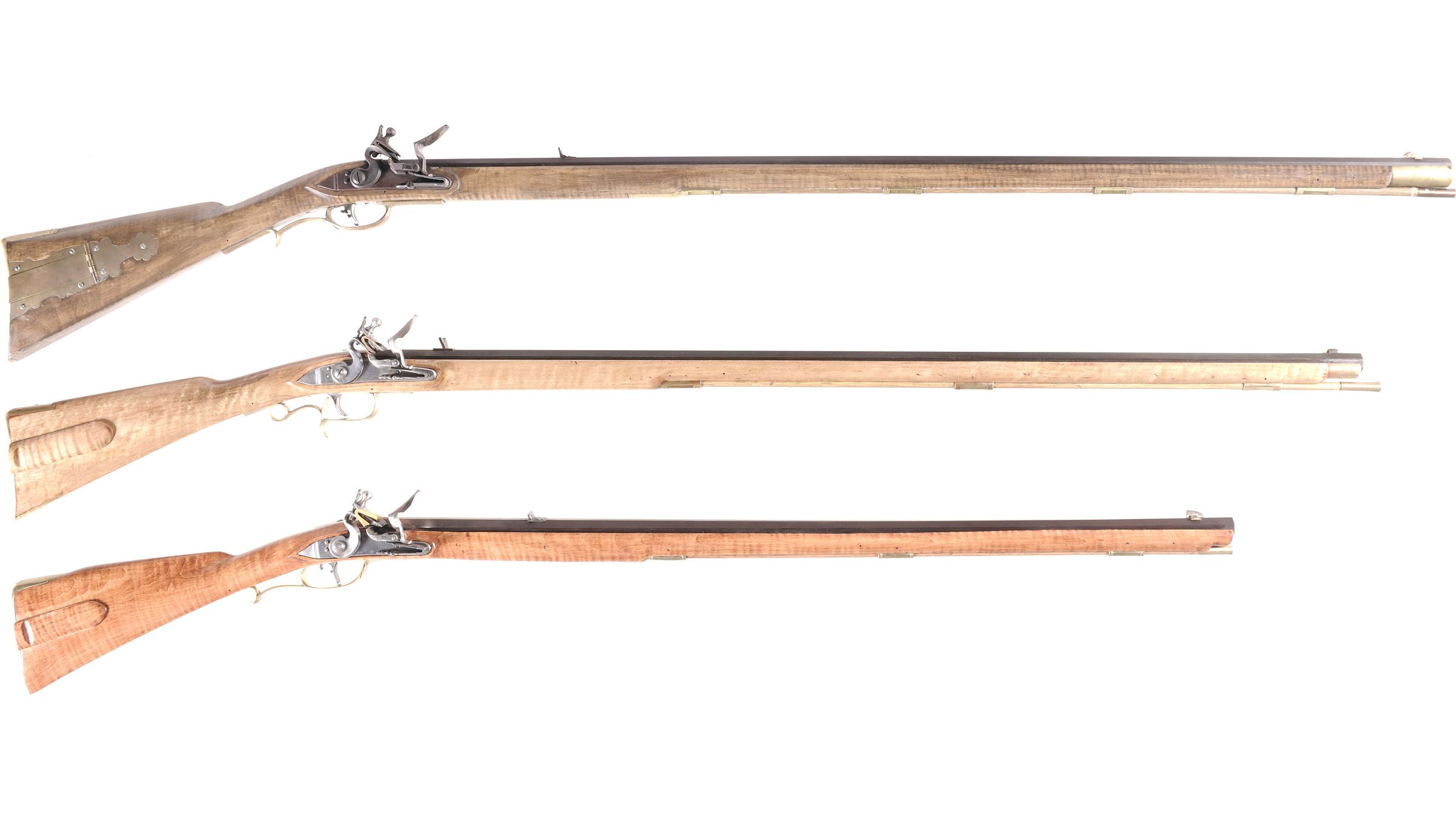 Three Contemporary Kentucky Style Flintlock Rifles | Rock Island Auction