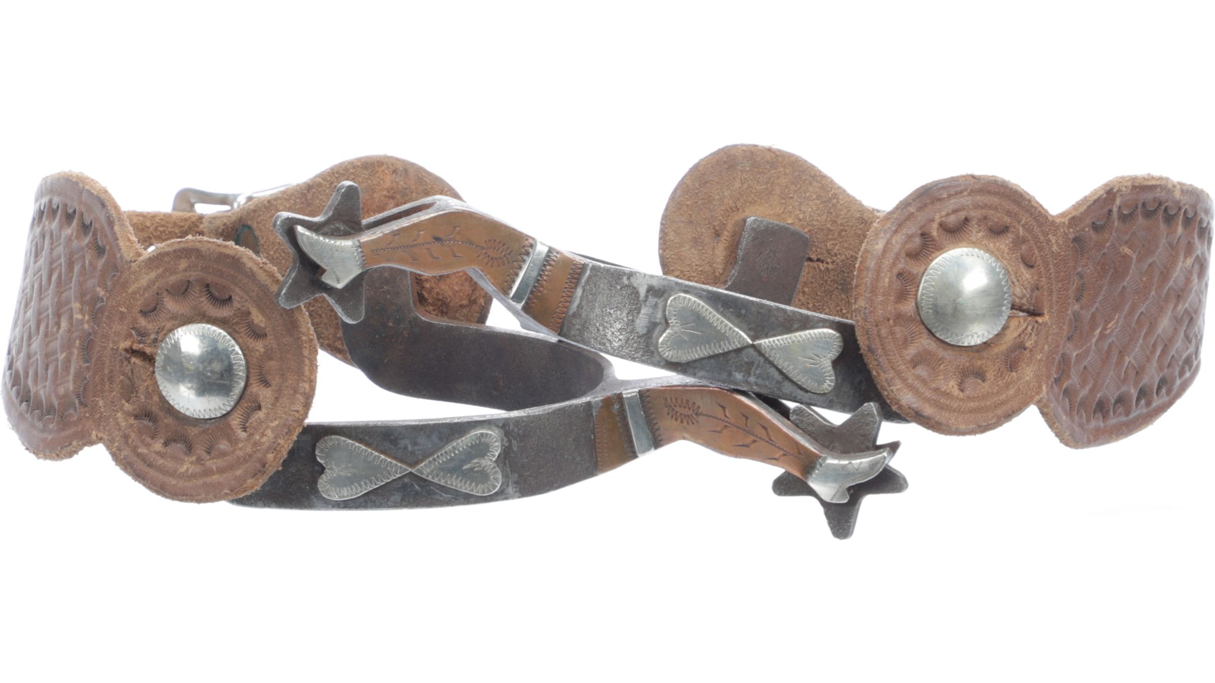 Pair of Texas Made Carl Hall Single Mounted Gal-Leg Spurs with L | Rock ...