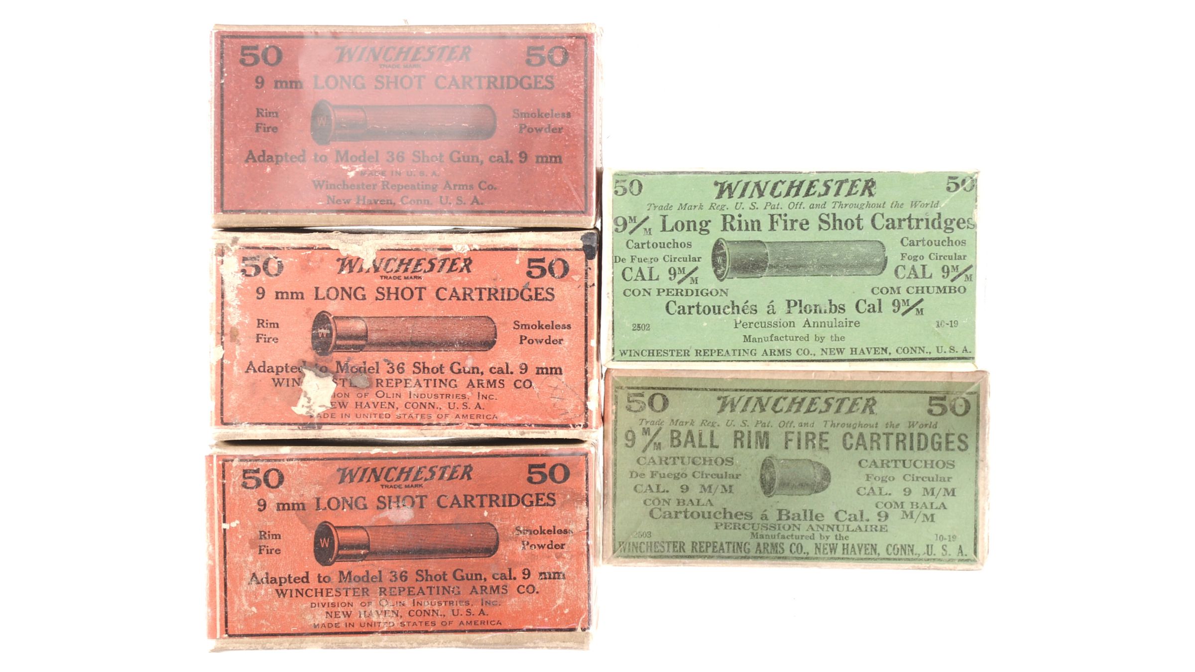 Group of Winchester 9mm Long Shot and 9mm RF Ammunition | Rock Island ...