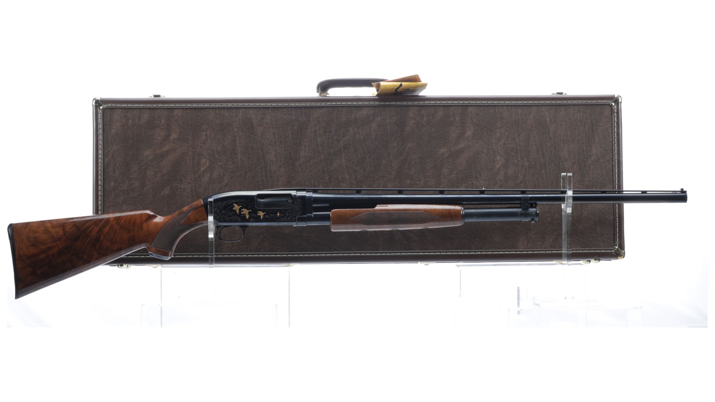 Engraved Gold Highlighted Browning Model 12 Slide Action Shotgun | Rock ...