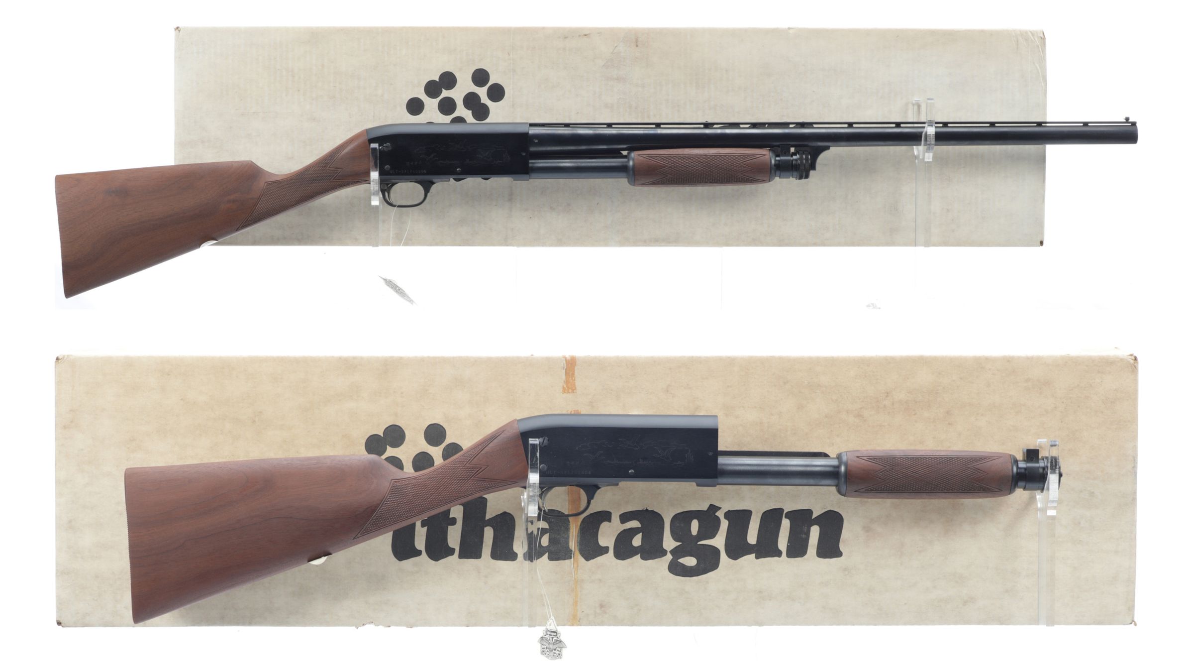 Two Ithaca Model 37 Slide Action Shotguns with Boxes | Rock Island Auction