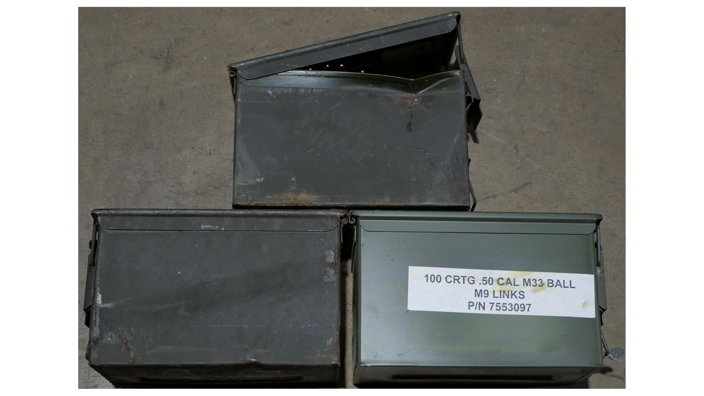 Three Cans of Belted .50 BMG Ball Ammunition | Rock Island Auction