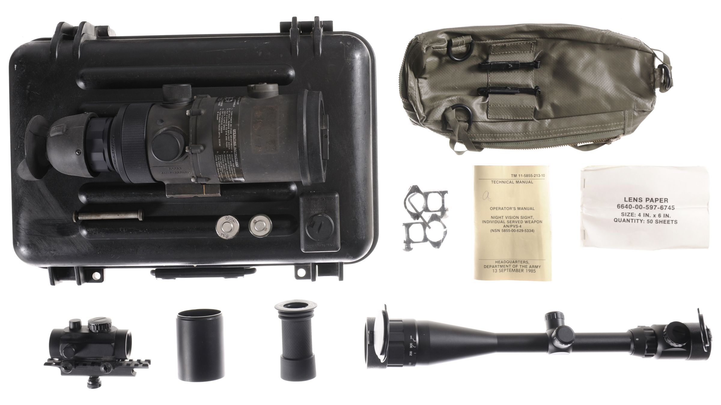 Cased SU-87/PVS-4 Night Vision Sight and Two Rifle Optics | Rock Island ...