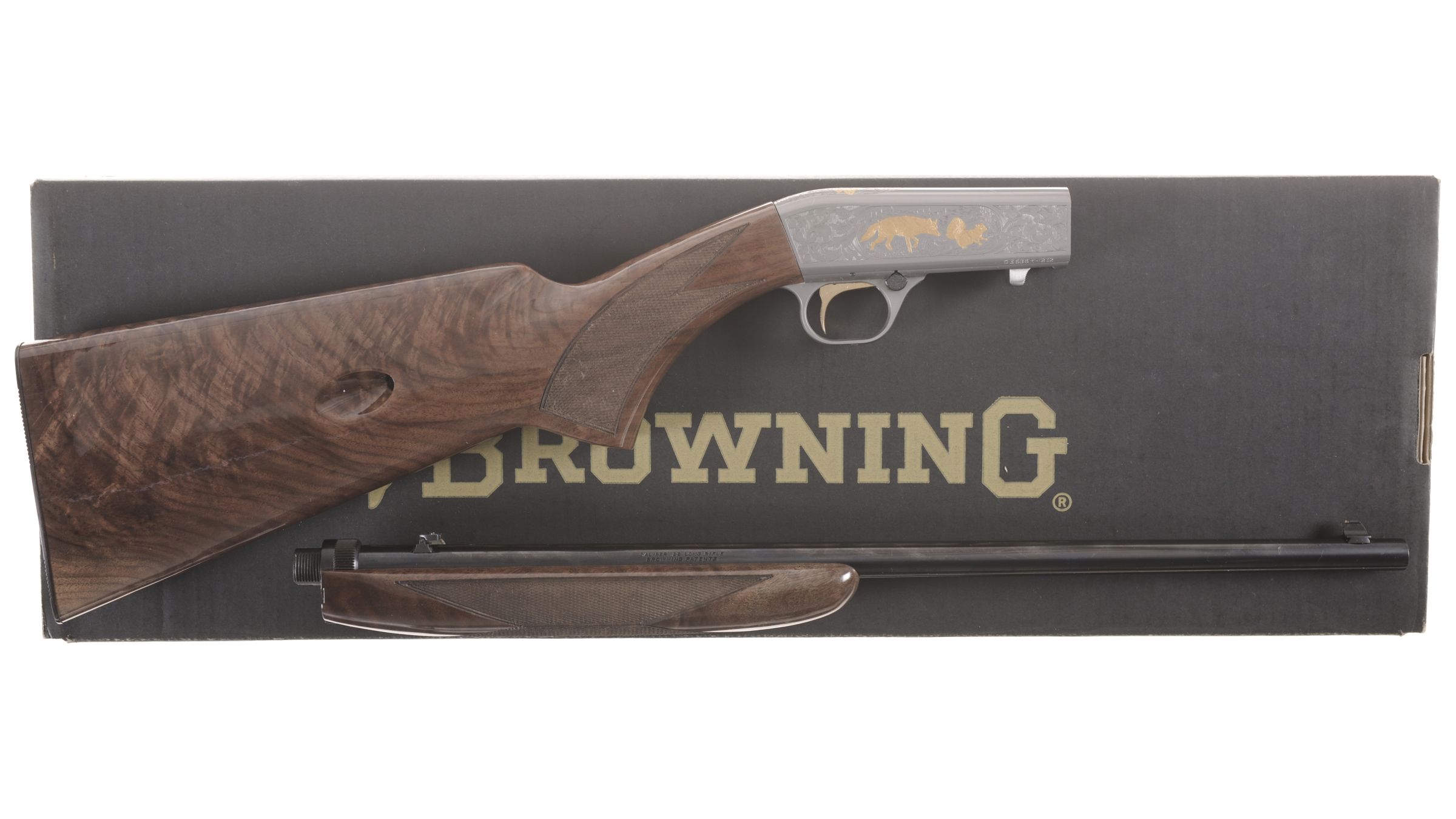 Engraved Browning Grade VI .22 Semi-Automatic Rifle with Box | Rock ...