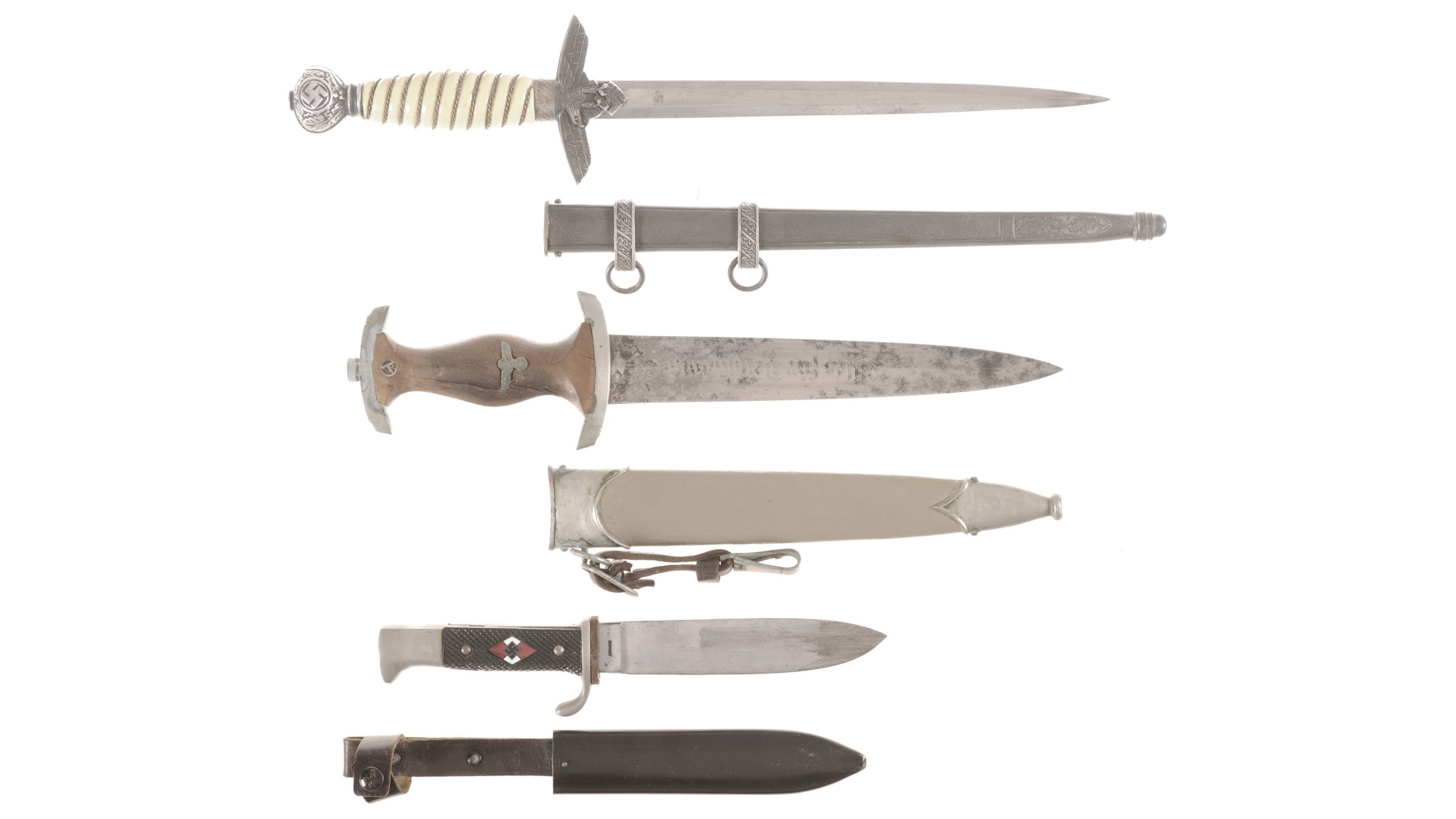 Three German WWII Style Daggers with Scabbards | Rock Island Auction