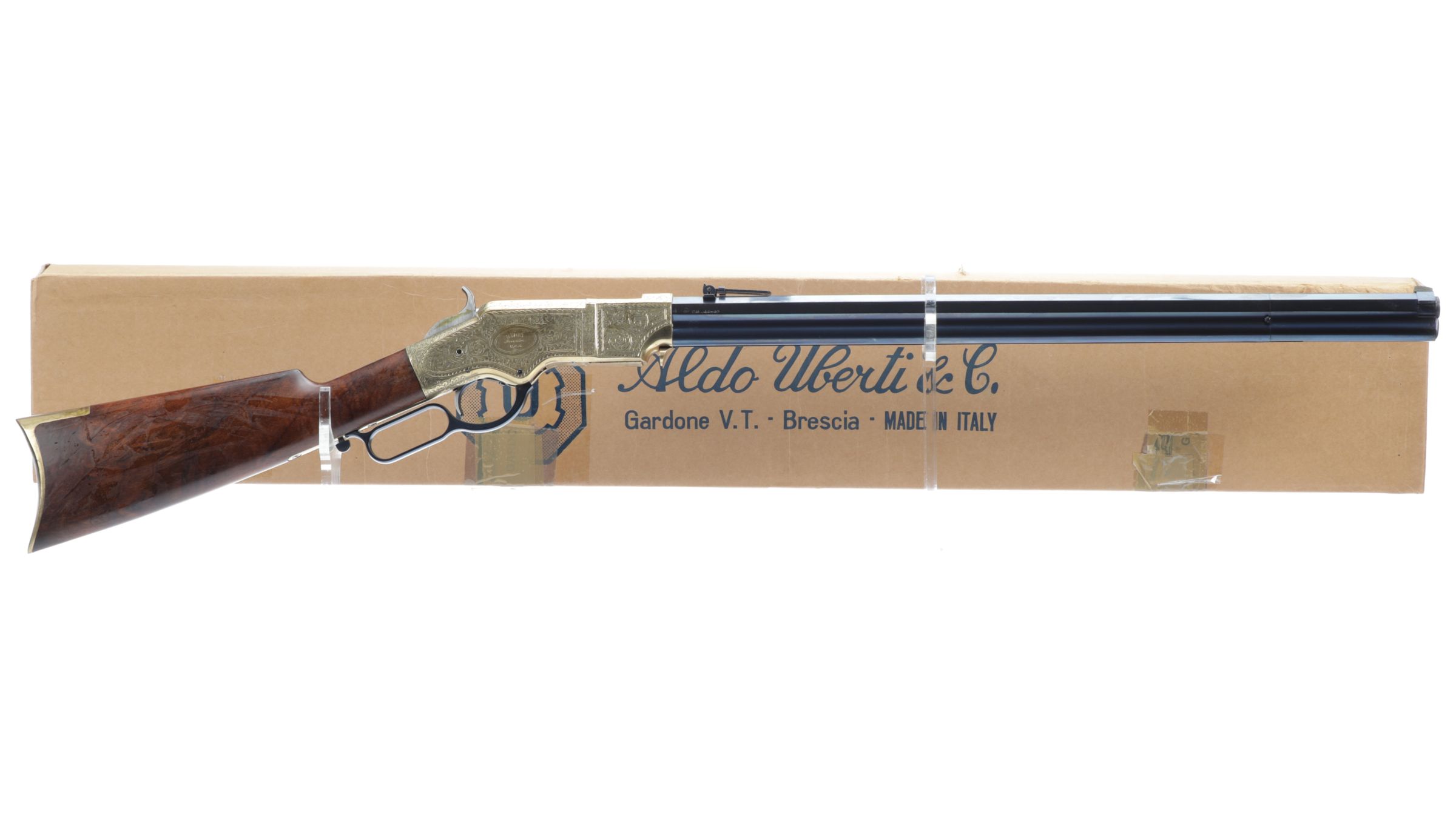 Engraved Uberti Henry Lever Action Rifle with Box | Rock Island Auction