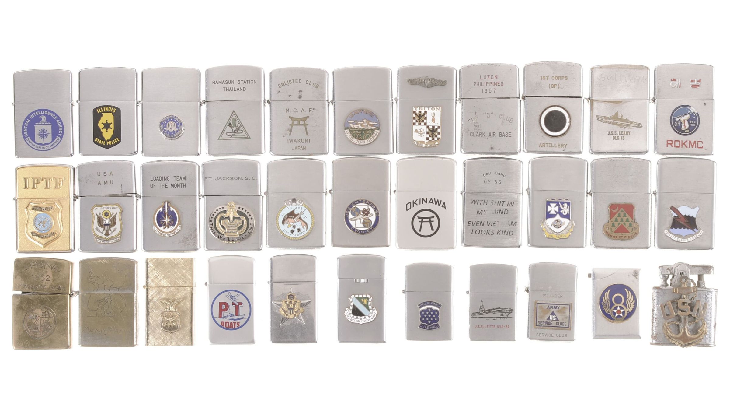 Collectors Lot of Military & Police Zippo Style Lighters | Rock Island ...