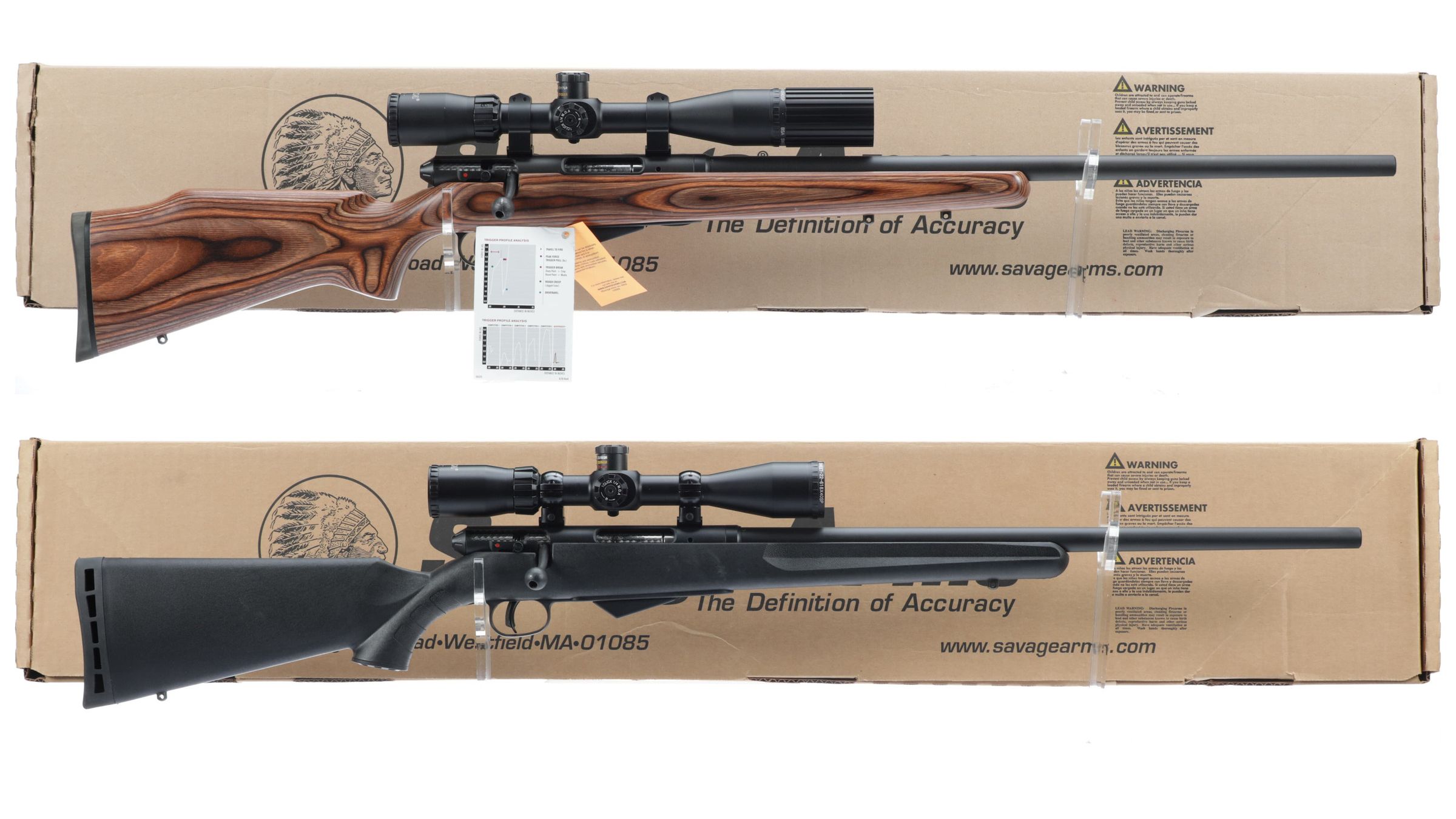 Two Savage Model 25 Bolt Action Rifles with Boxes and Scopes | Rock ...