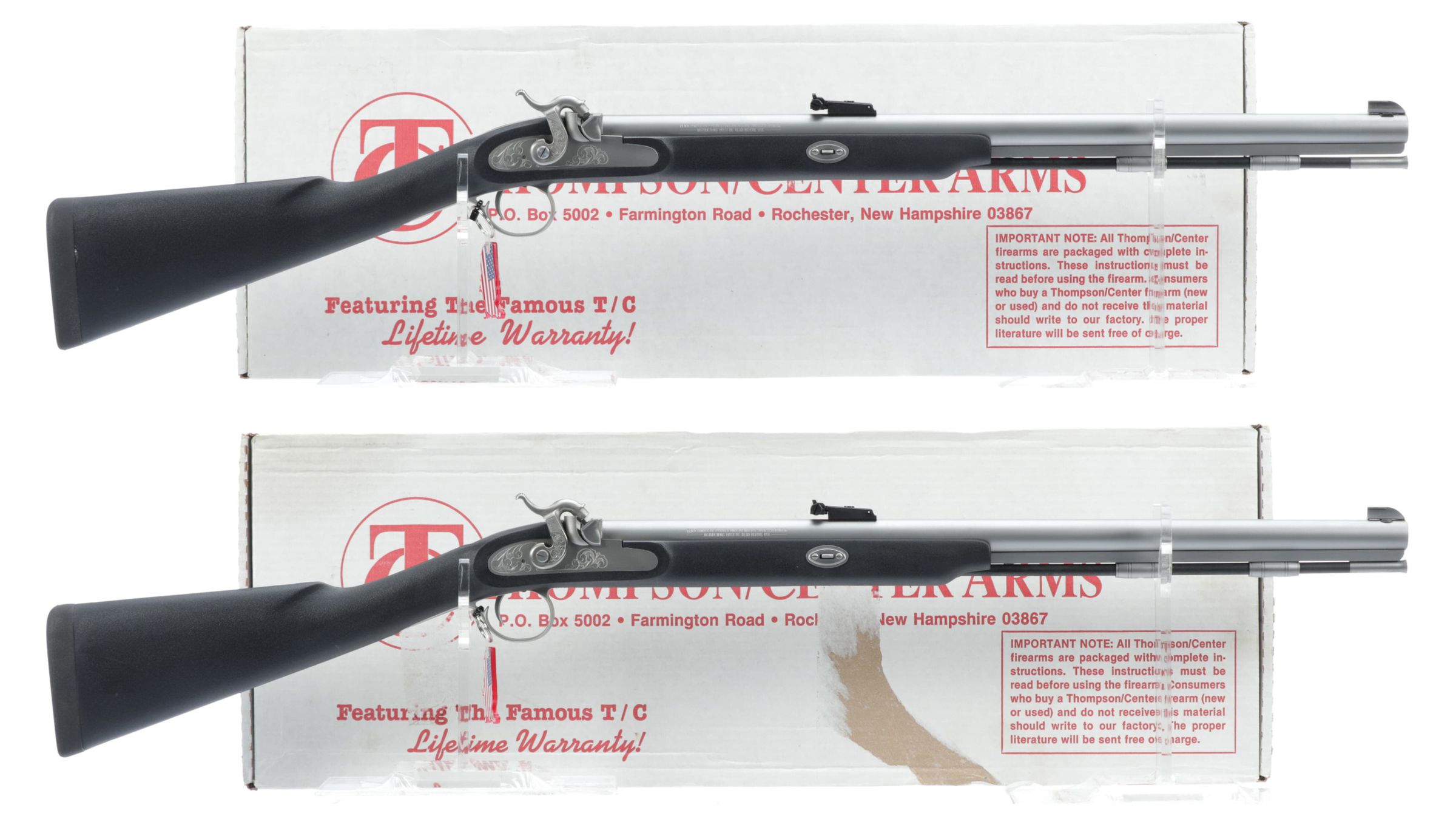 Two Thompson Center Arms Grey Hawk Percussion Rifles with Boxes | Rock ...
