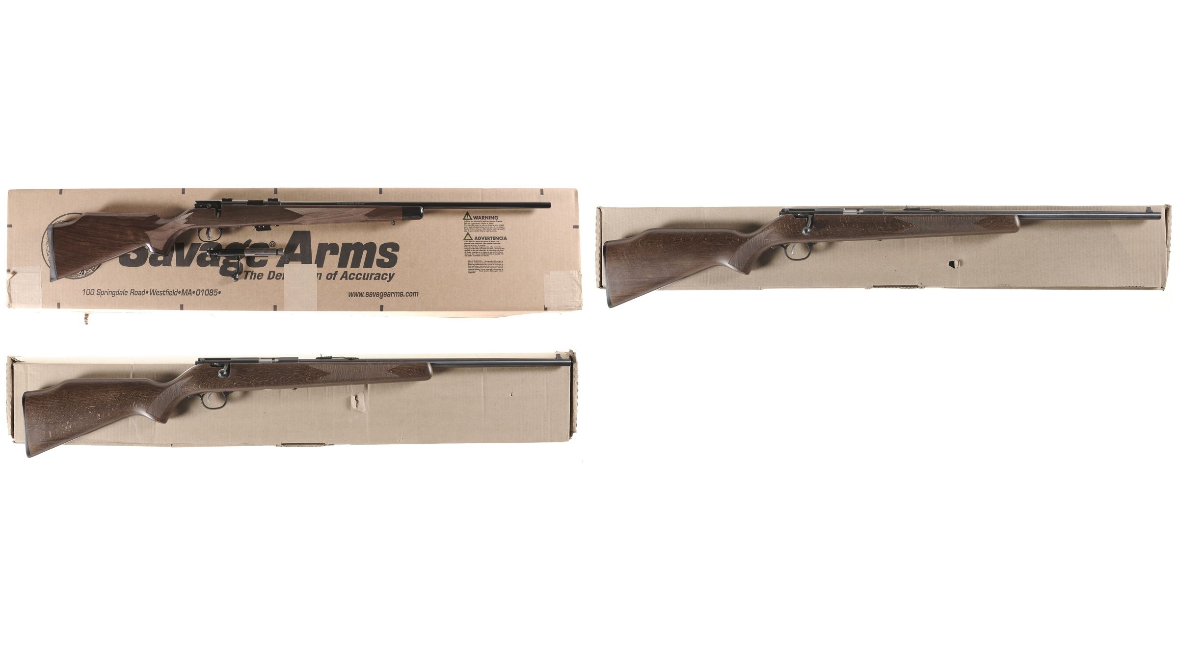 Three Savage Bolt Action Rifles with Boxes | Rock Island Auction