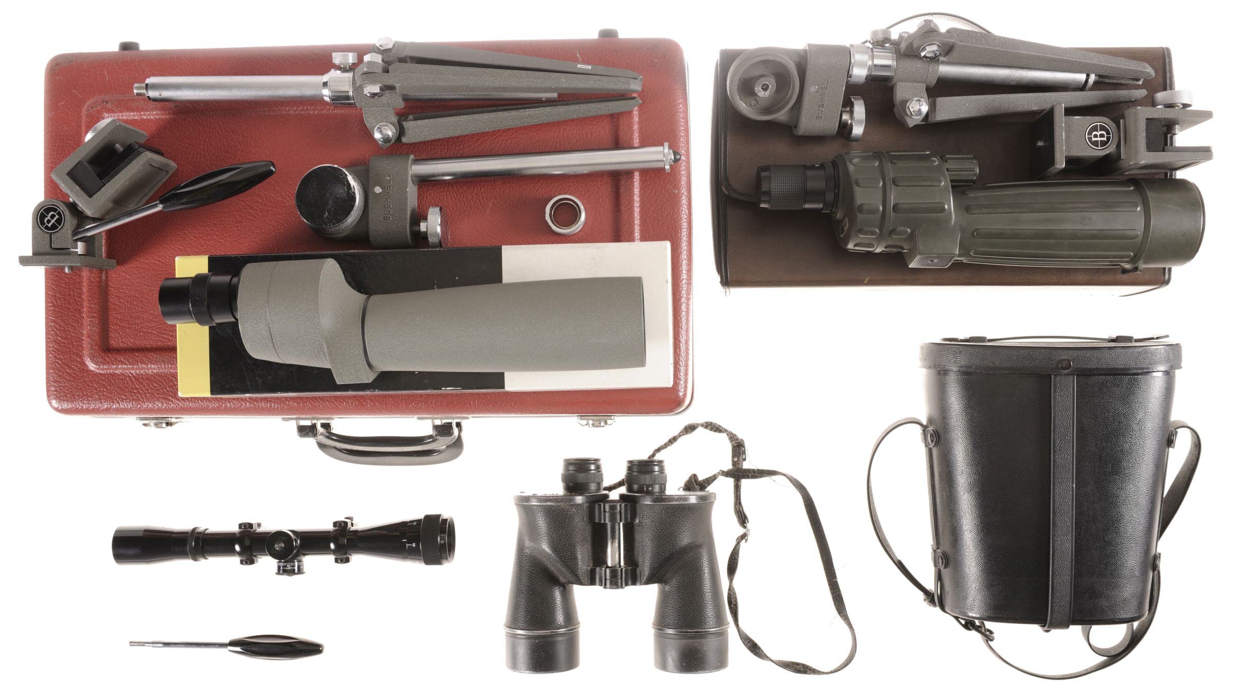 Two Spotting Scopes One Rifle Scope and a Pair of Binoculars | Rock ...