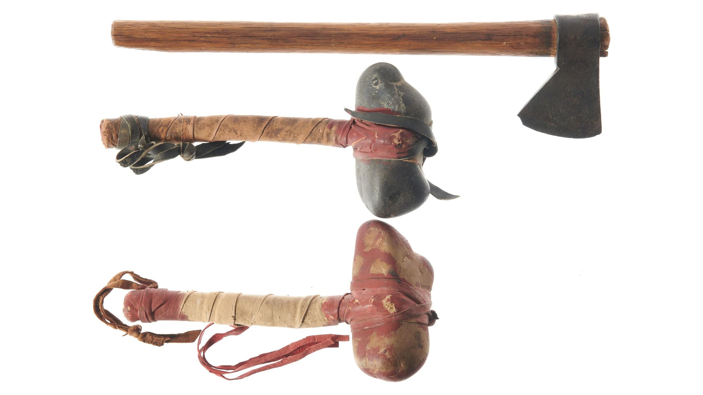 Two Native American Style War Clubs and One Hand Axe | Rock Island Auction