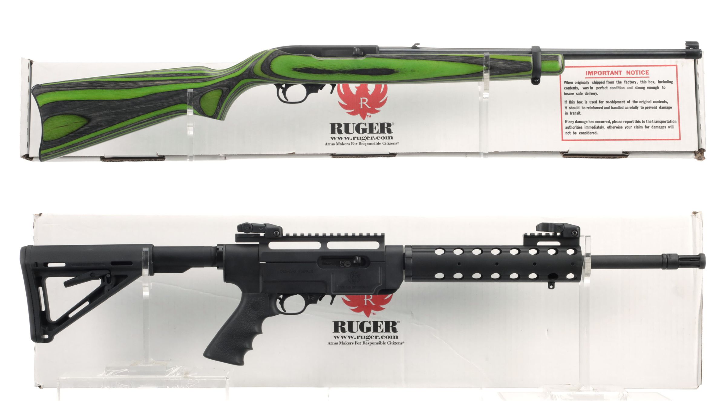 Two Ruger Semi-Automatic Rifles with Boxes | Rock Island Auction