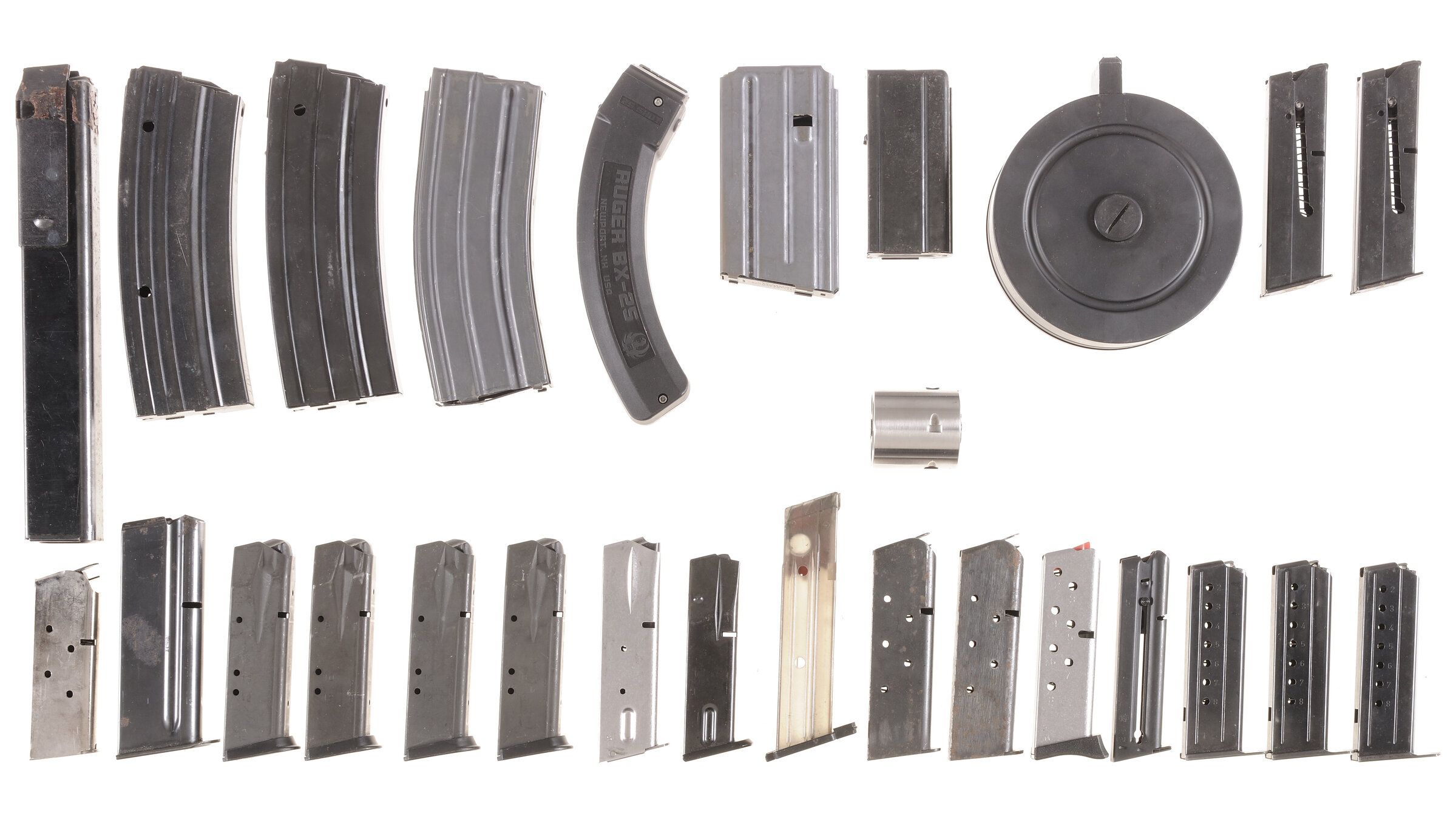 Group of Assorted Firearm Magazines and a Revolver Cylinder | Rock ...
