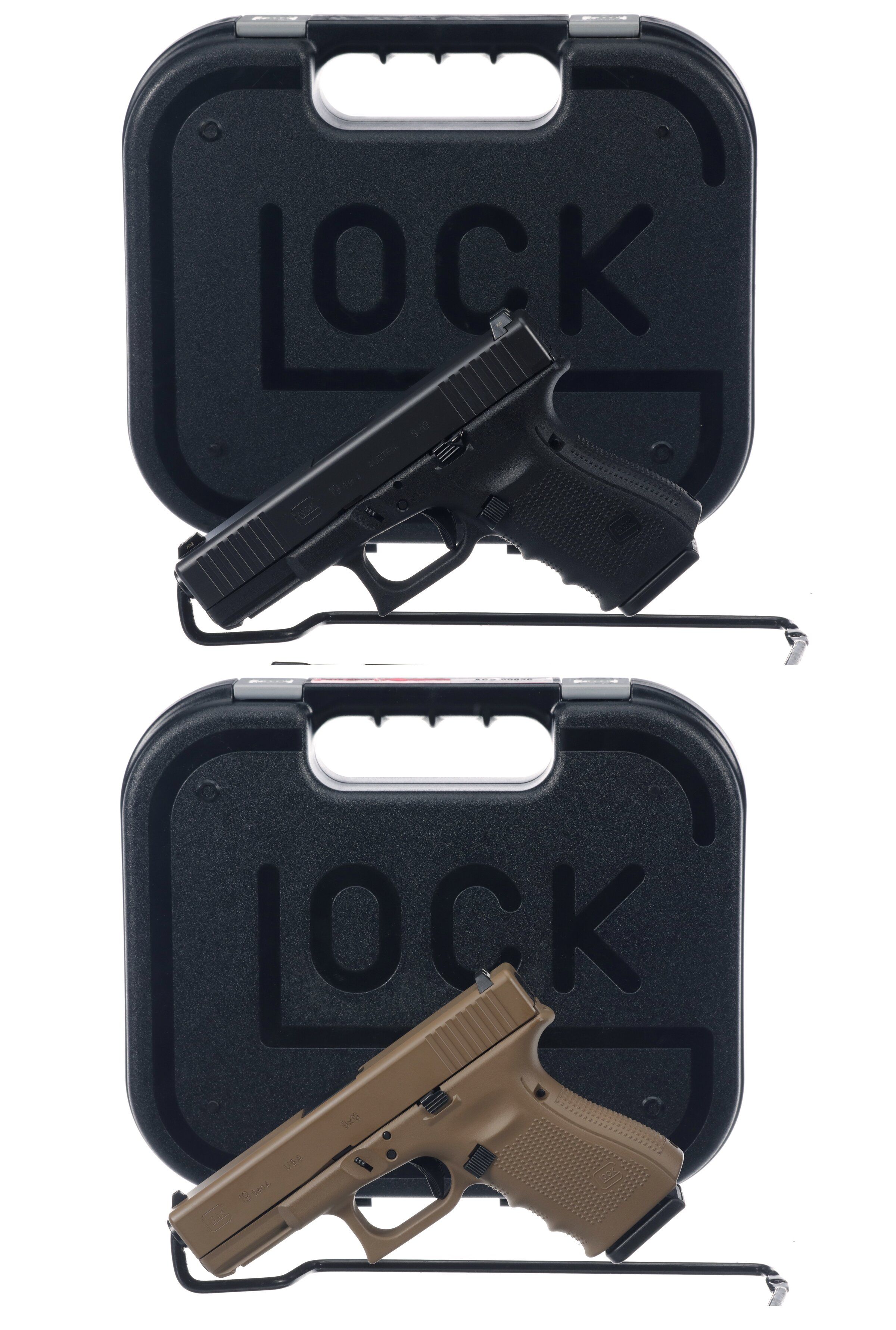 Two Glock Model 19 Gen 4 Semi-Automatic Pistols with Cases | Rock ...