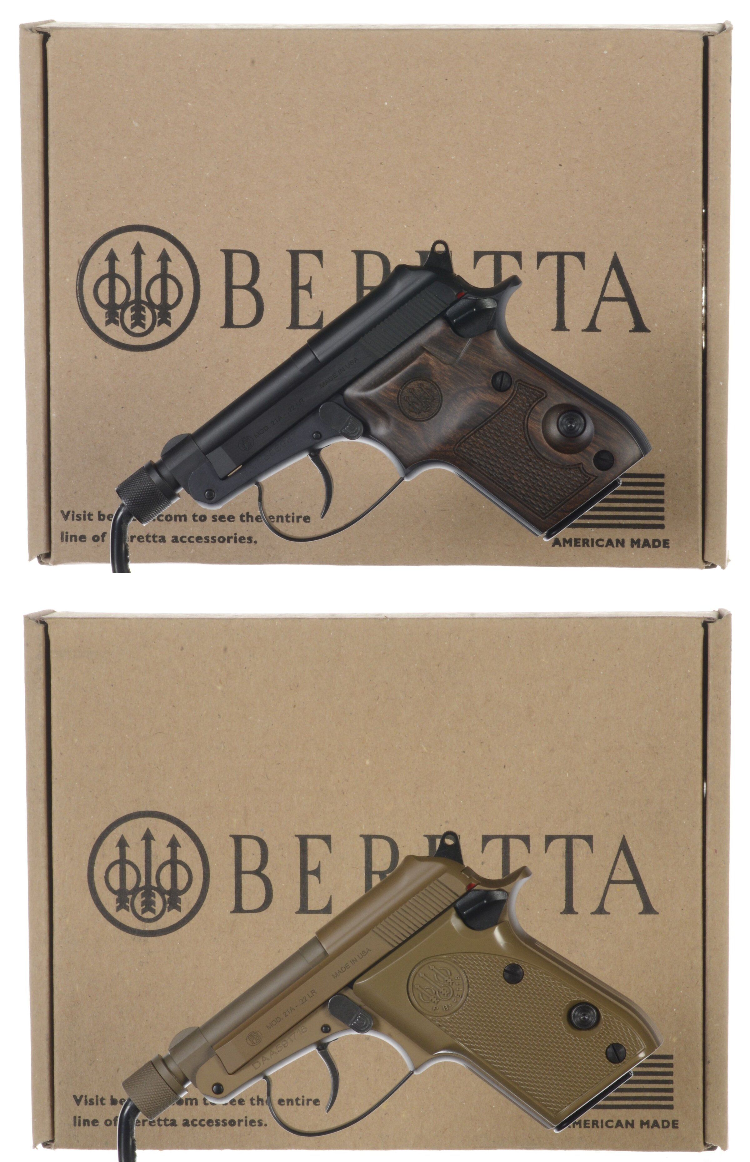 Two Beretta Model 21A Bobcat Semi-Automatic Pistols with Boxes | Rock ...