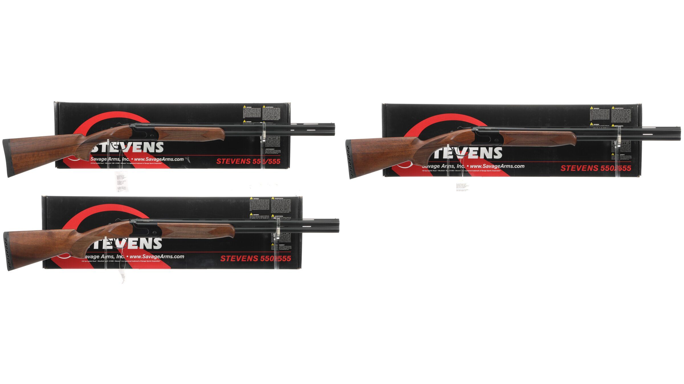 Three Stevens Model 555 Over/Under Shotguns with Boxes | Rock Island ...