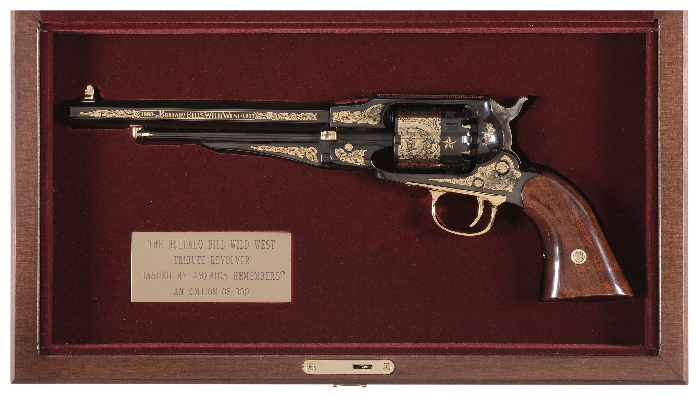 Cased Uberti Model 1858 Buffalo Bill Tribute Percussion Revolver | Rock ...