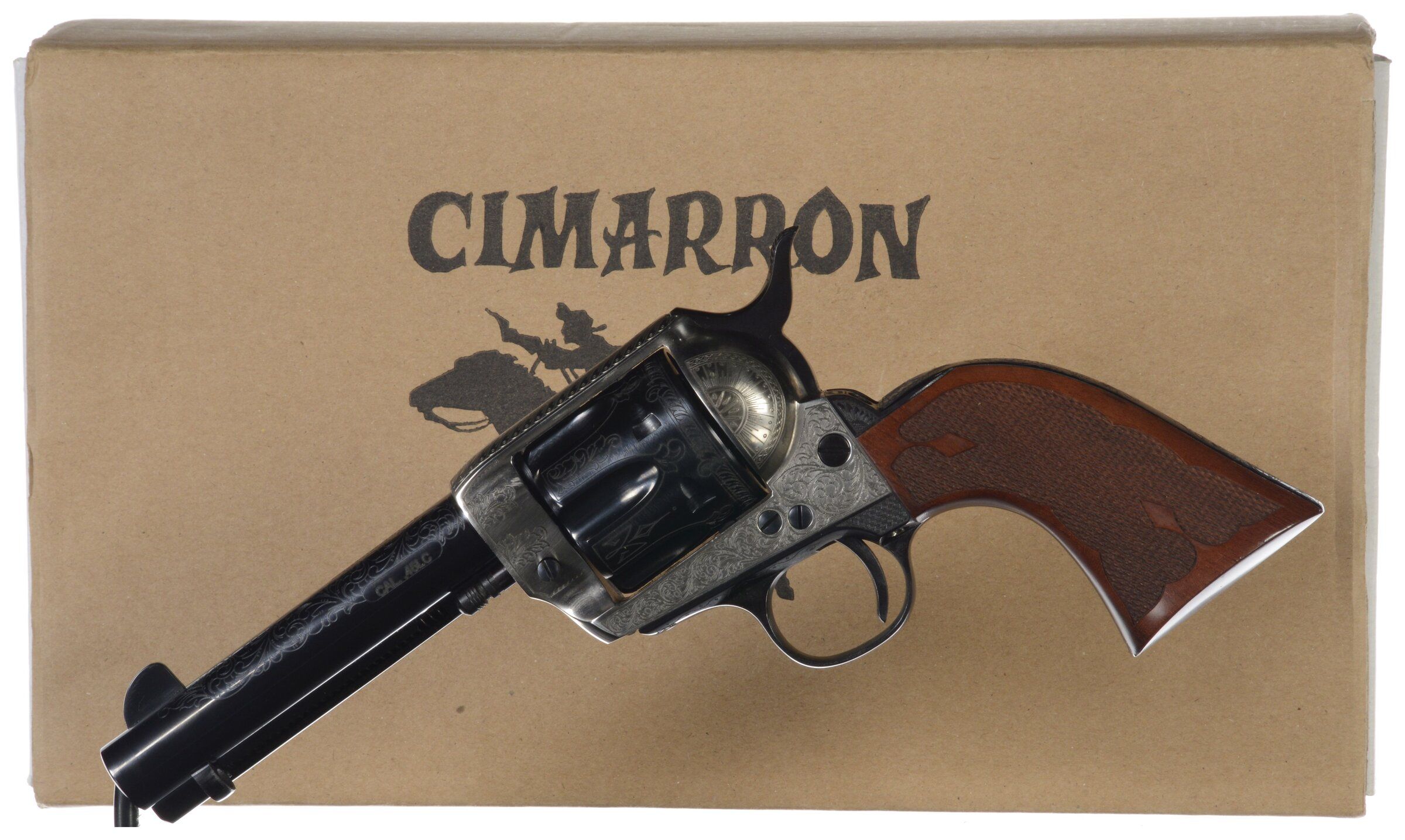 Engraved Cimarron Old Silver Frontier Revolver with Box | Rock Island ...