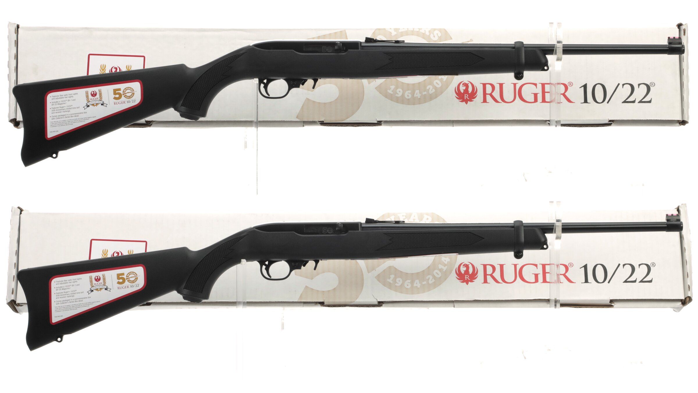 Two Ruger 50th Anniversary Model 10/22 Rifles with Boxes | Rock Island ...