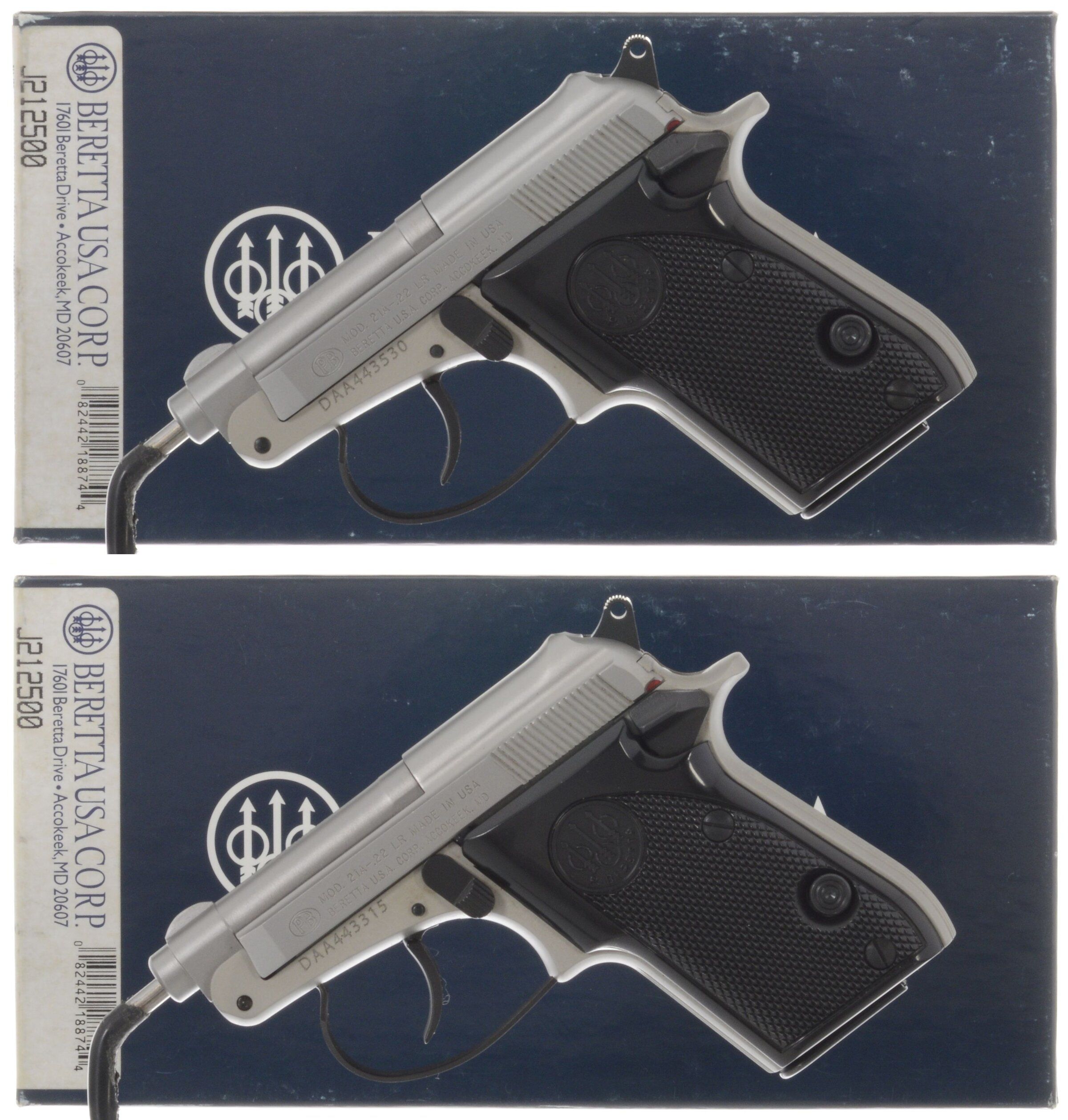 Two Beretta Model 21A Bobcat Semi-Automatic Pistols with Boxes | Rock ...
