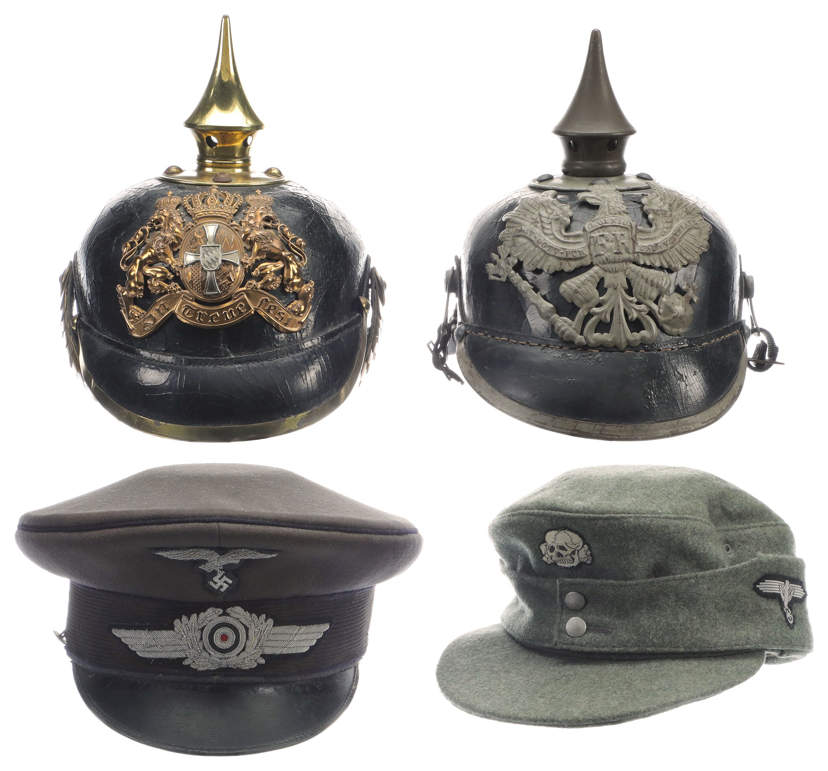 Assortment of Four German Caps/Helmets | Rock Island Auction
