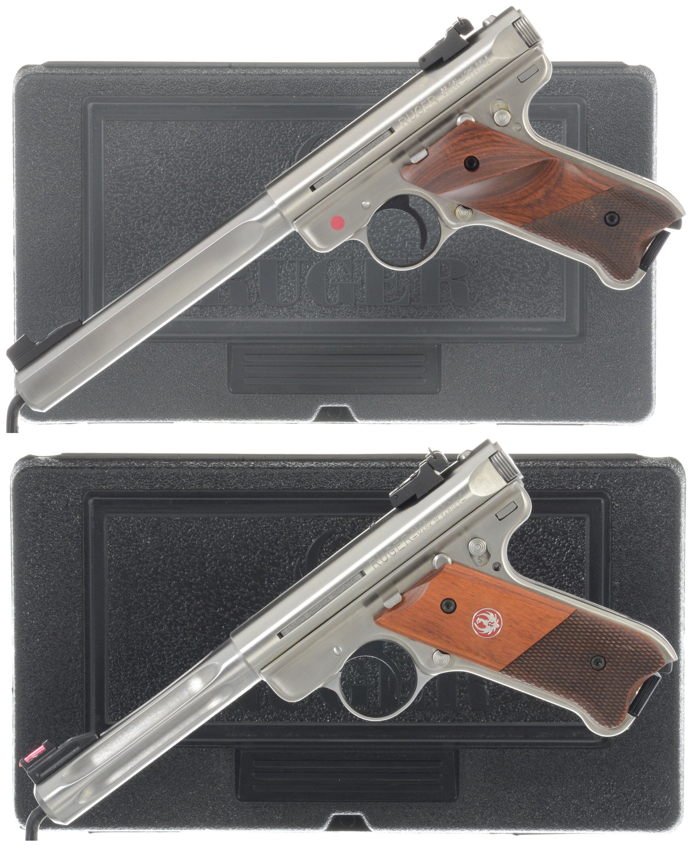 Two Ruger Mark III Target Semi-Automatic Pistols with Cases | Rock ...