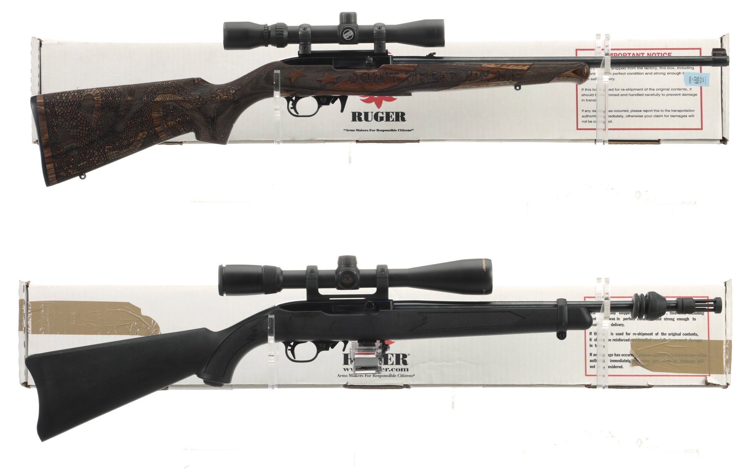 Two Ruger Model 10/22 Semi-Automatic Rifles with Boxes | Rock Island ...