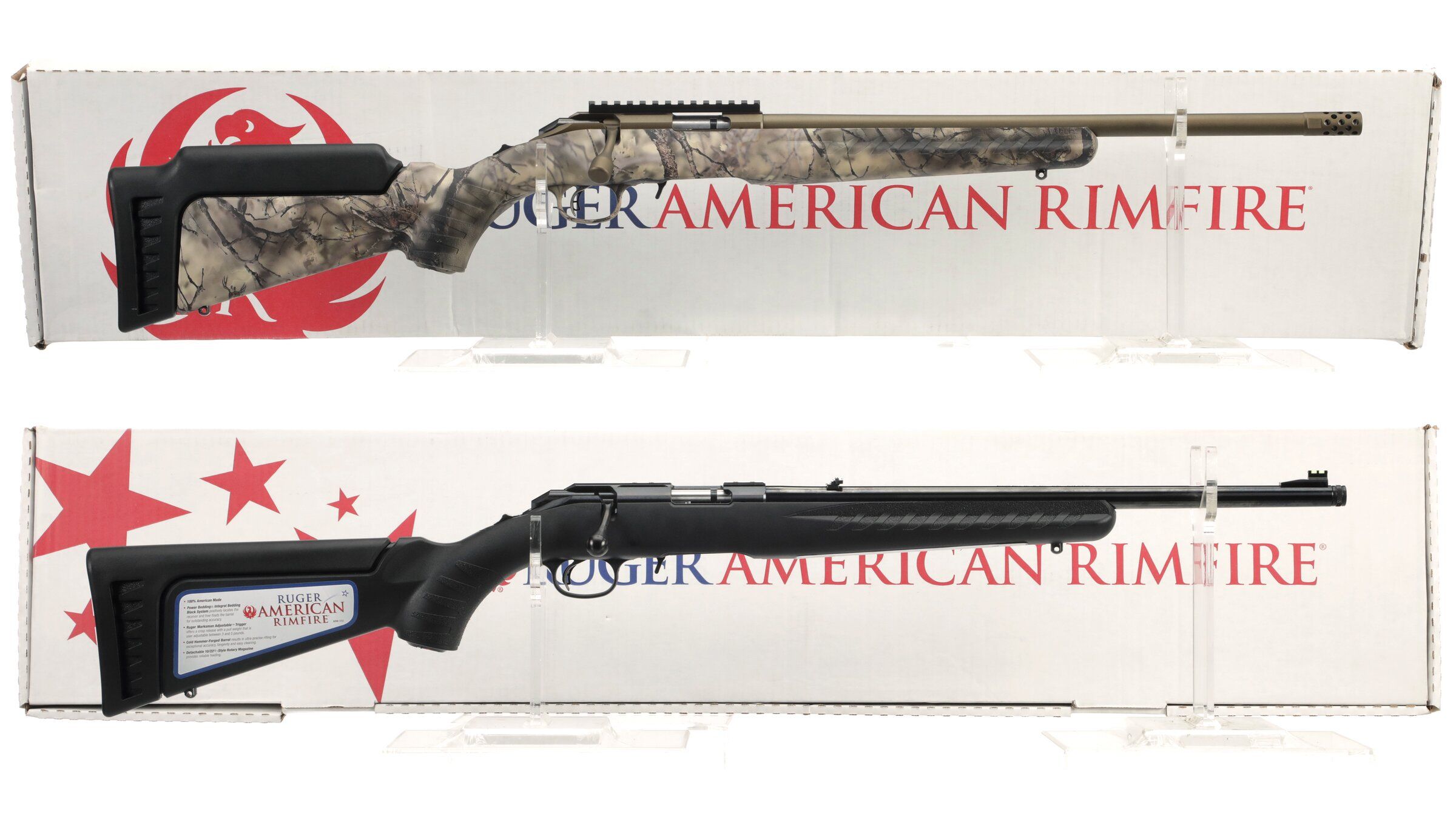 Two Ruger American Bolt Action Rimfire Rifles with Boxes | Rock Island ...