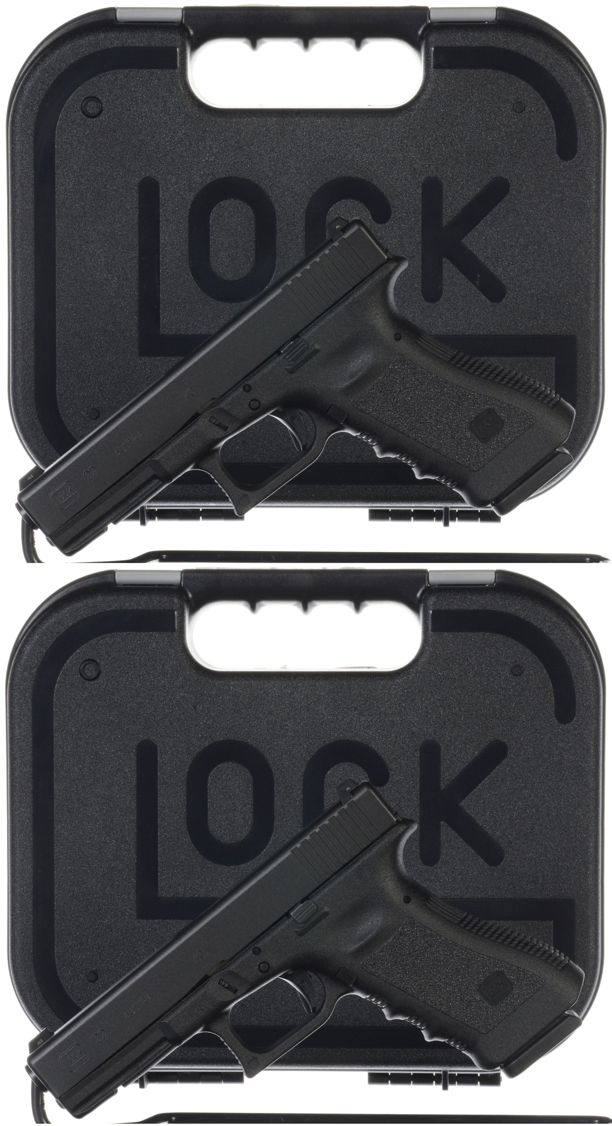 Two Consecutive Glock Model 22 Gen 3 Pistols with Cases | Rock Island ...