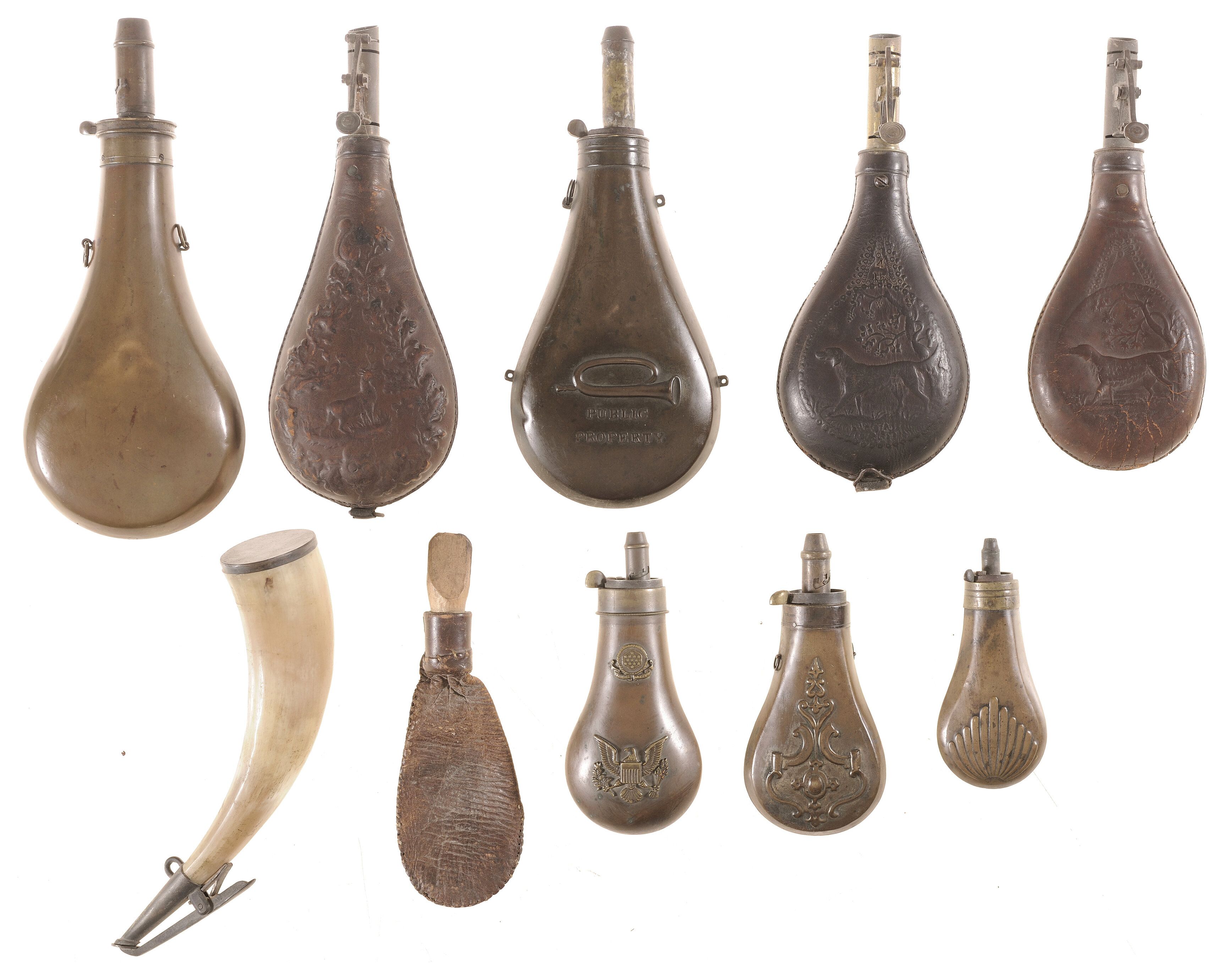 Group of Various Size Powder Flasks | Rock Island Auction